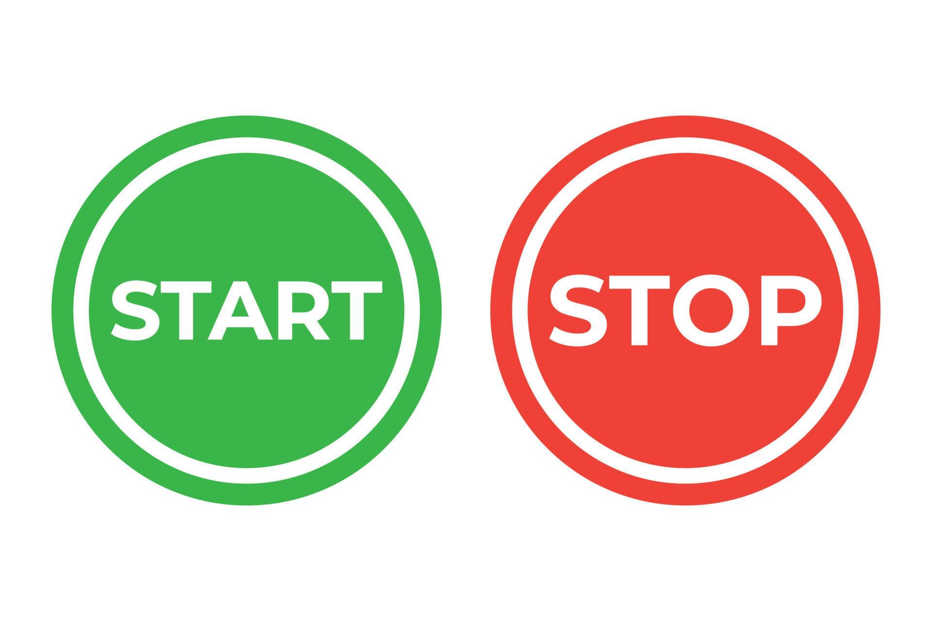 simple modern icon start and stop button, simple flat style, set ...