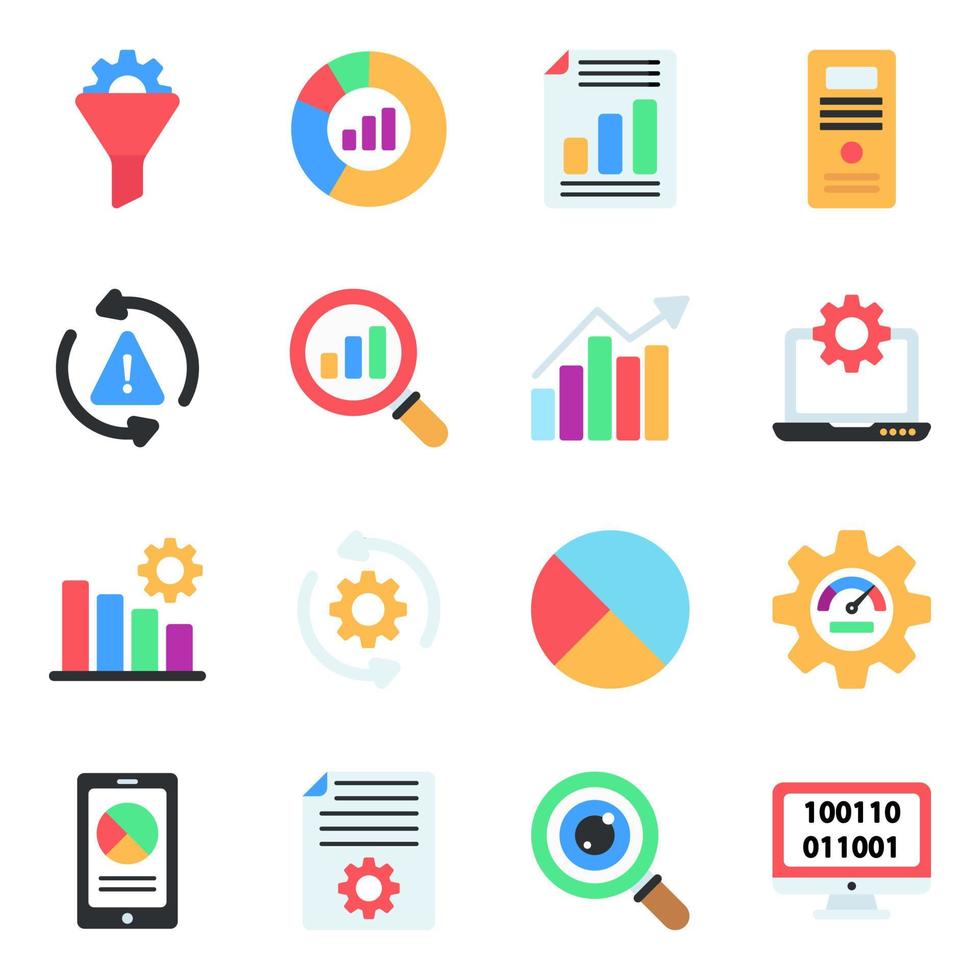 Pack of Data Analytics Flat Icons 5157183 Vector Art at Vecteezy
