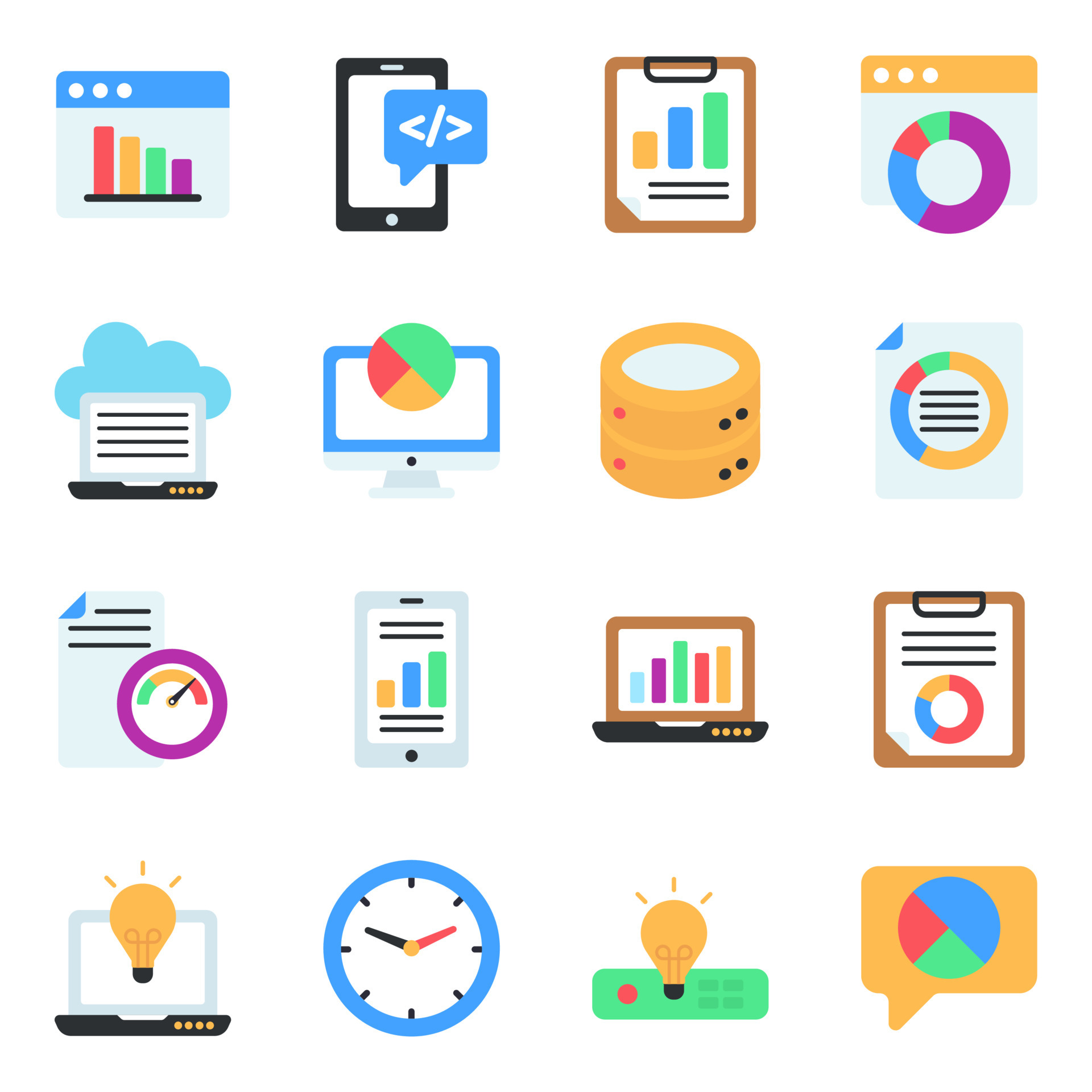 Pack of Data and Document Flat Icons 5157273 Vector Art at Vecteezy
