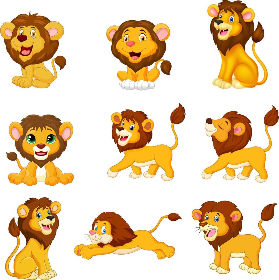 Cartoon Lions Collection Set On White Background 5161818 Vector Art At