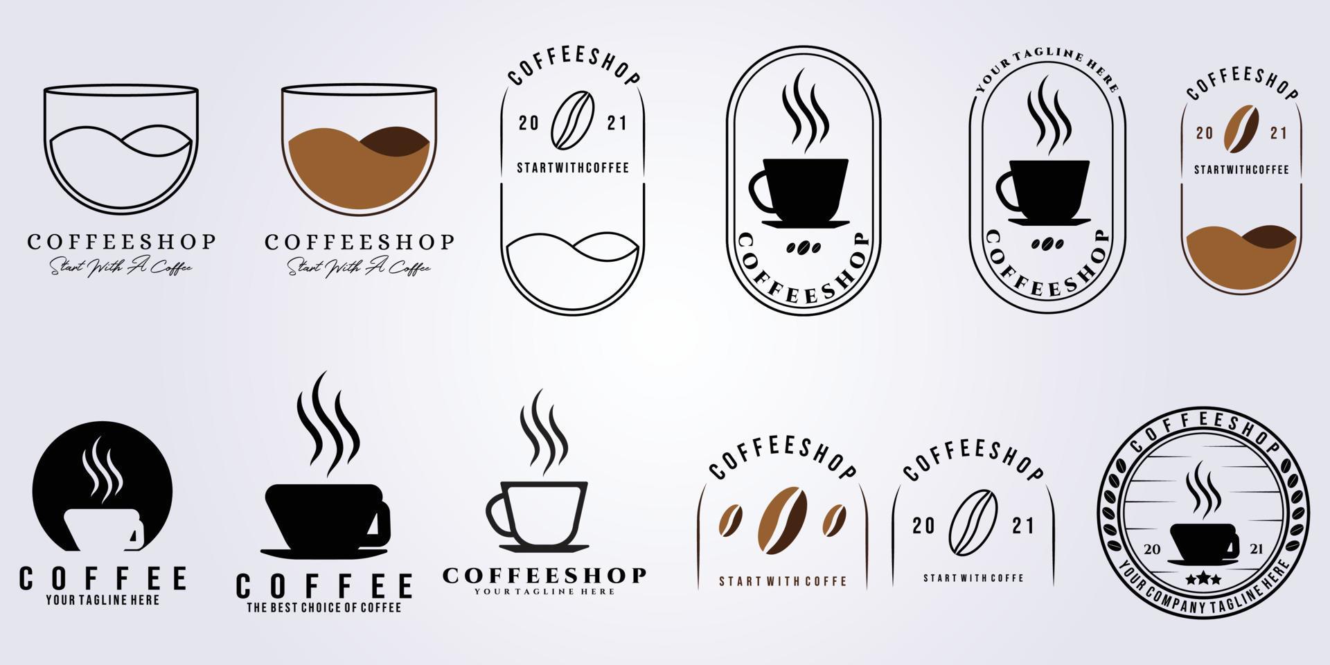 set bundle coffee shop logo simple modern vector illustration design ...