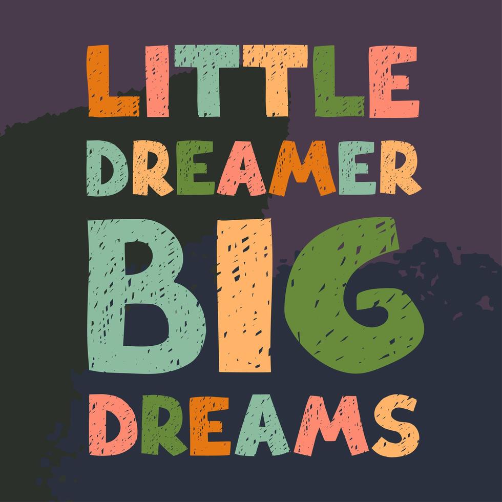 Lillte dreamer, big dreams- fun hand drawn nursery poster with ...