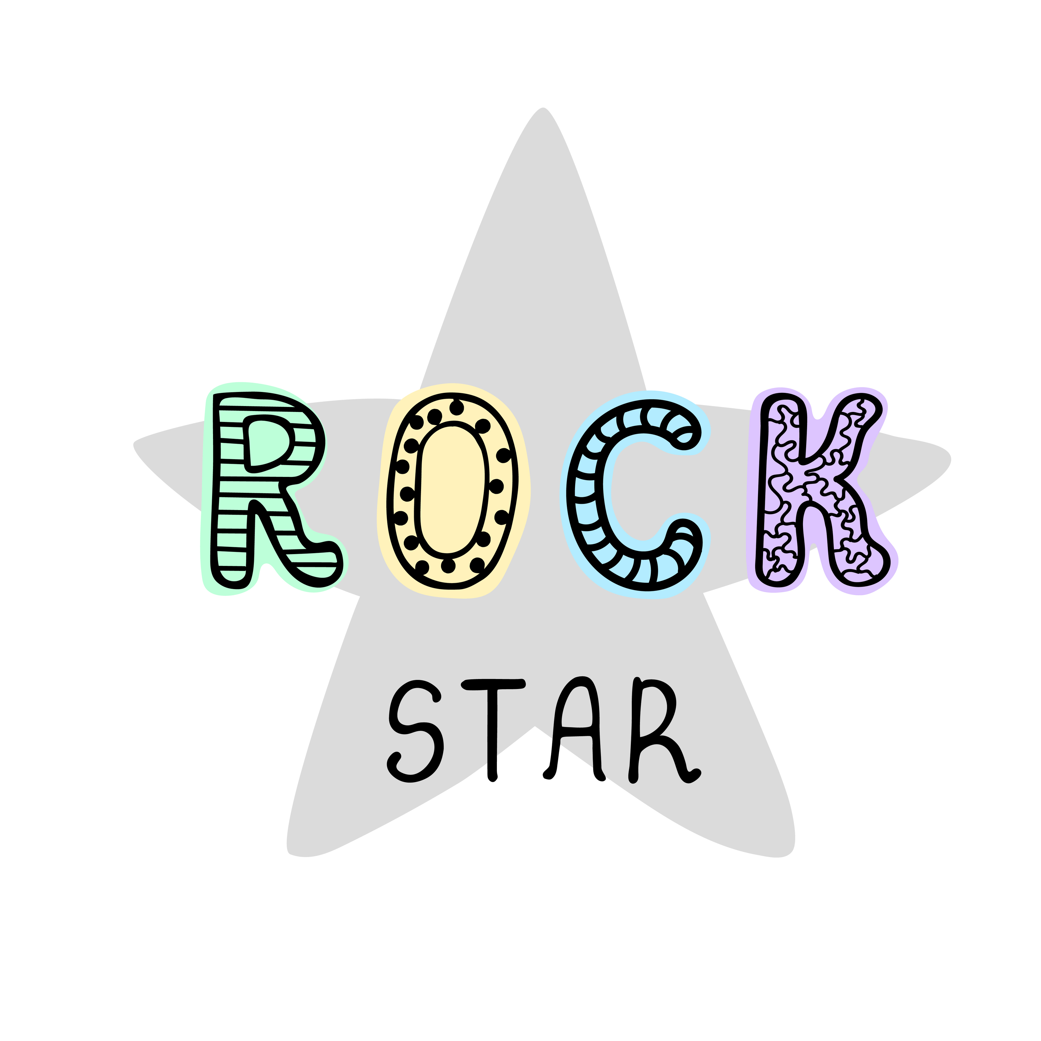 Rock star - fun hand drawn nursery poster with lettering 5172498 Vector ...