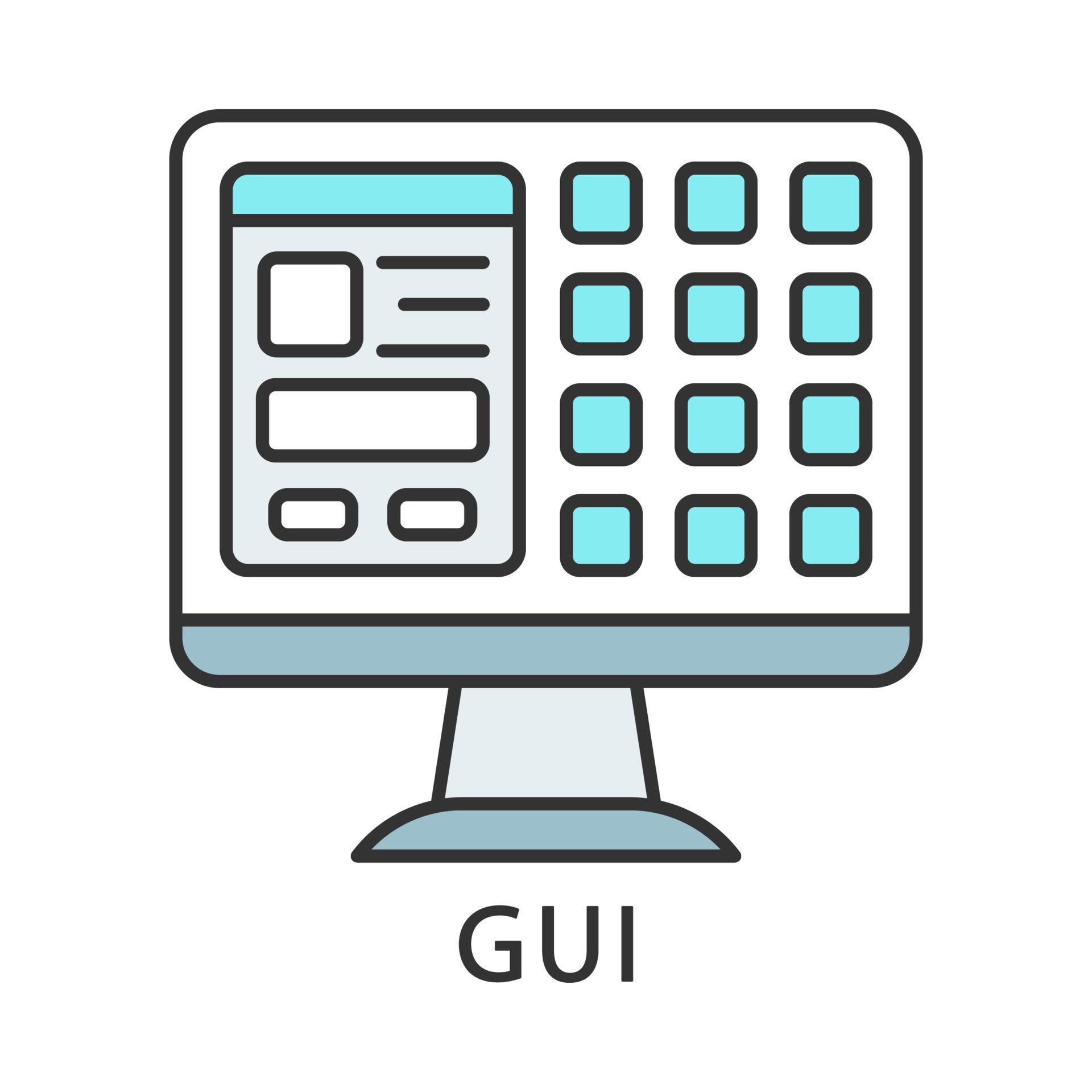 GUI color icon. Graphical user interface. Graphical desktop environment. Computer monitor ...