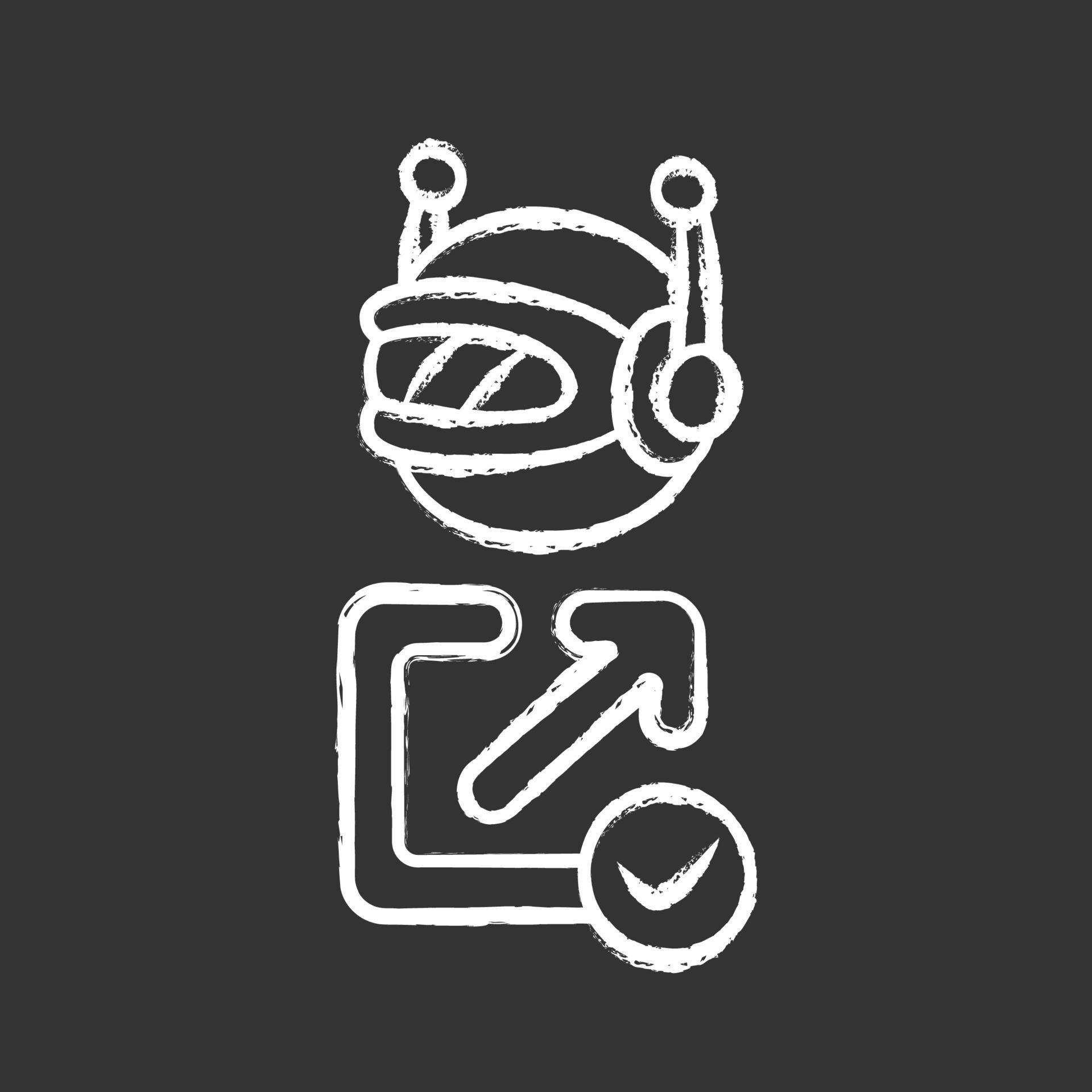 Backlink checker bot chalk icon. Website optimization. Artificial intelligence. Support service ...