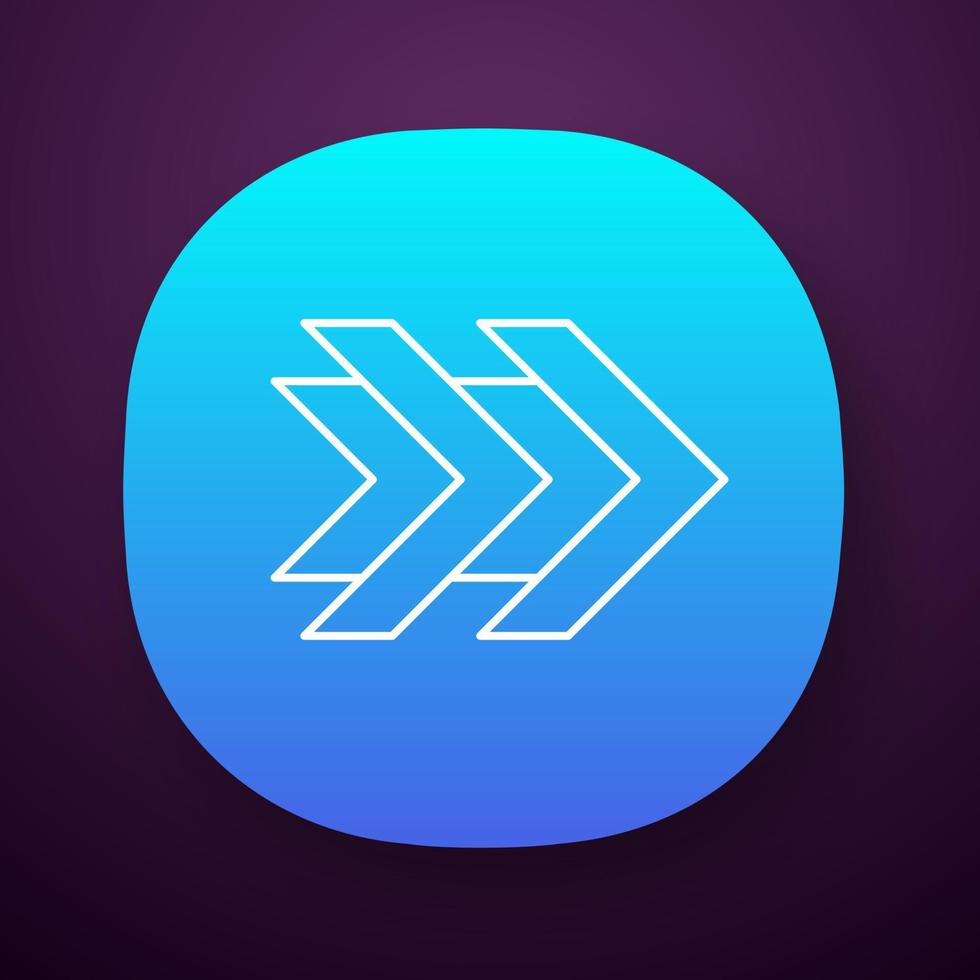 Double arrows app icon. Fast forward right arrowheads. Rewinding button. Navigation pointer ...