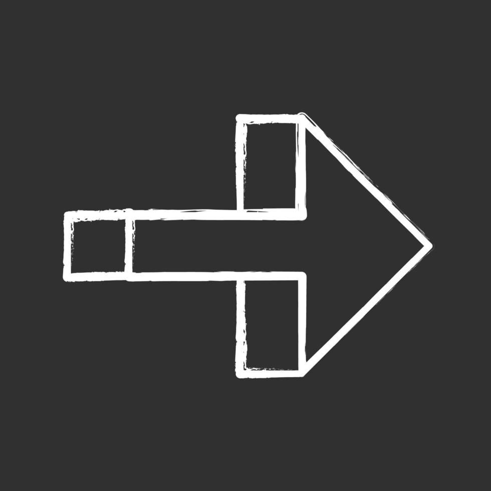 Right arrow chalk icon. Forward pointer, right turn. Path indicator, designator. Direction move ...