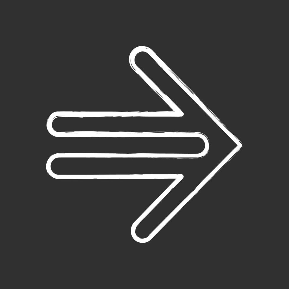 Double-lined arrow chalk icon. Indicating sign, pointer button. Forward indicator. Arrowhead ...