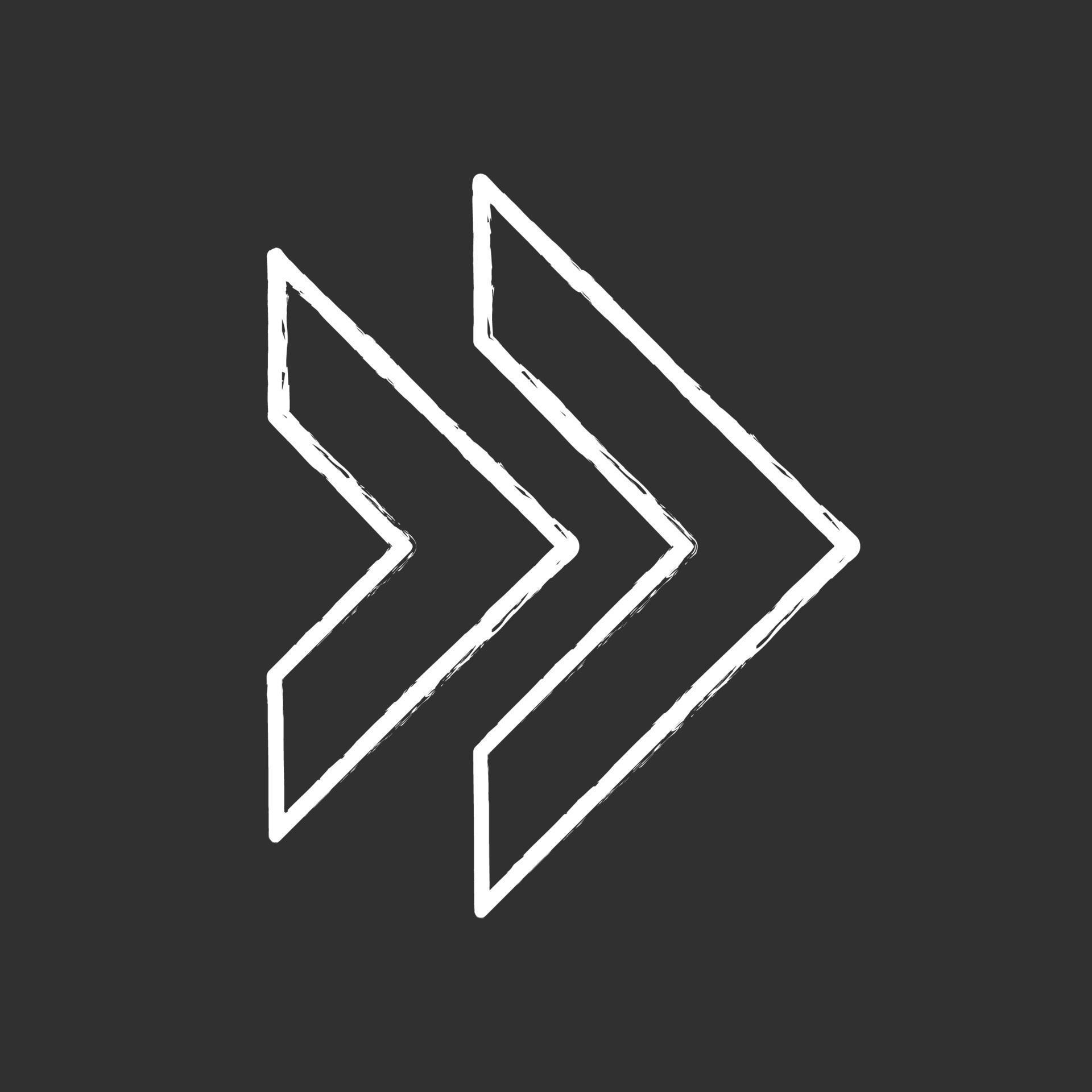 Double Arrow Chalk Icon Rewinding Button Navigation Pointer Indicator Symbol Next Forward