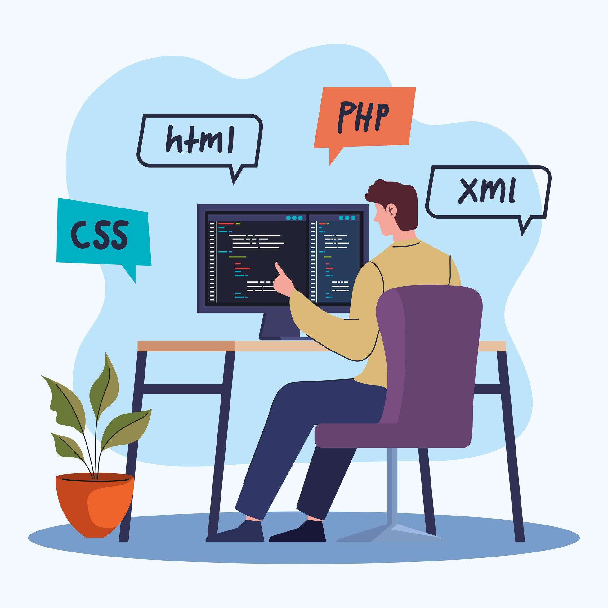 worker man of developer web 5175783 Vector Art at Vecteezy