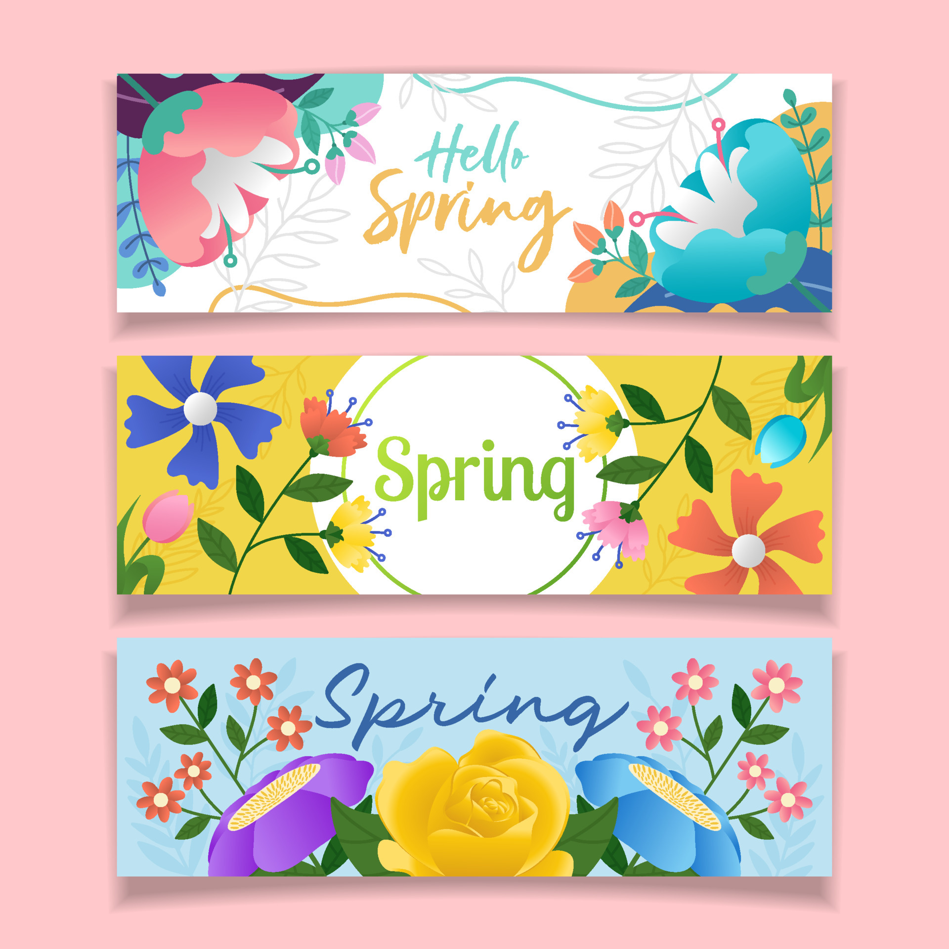 Spring Banner Set with Floral Elements 5181951 Vector Art at Vecteezy
