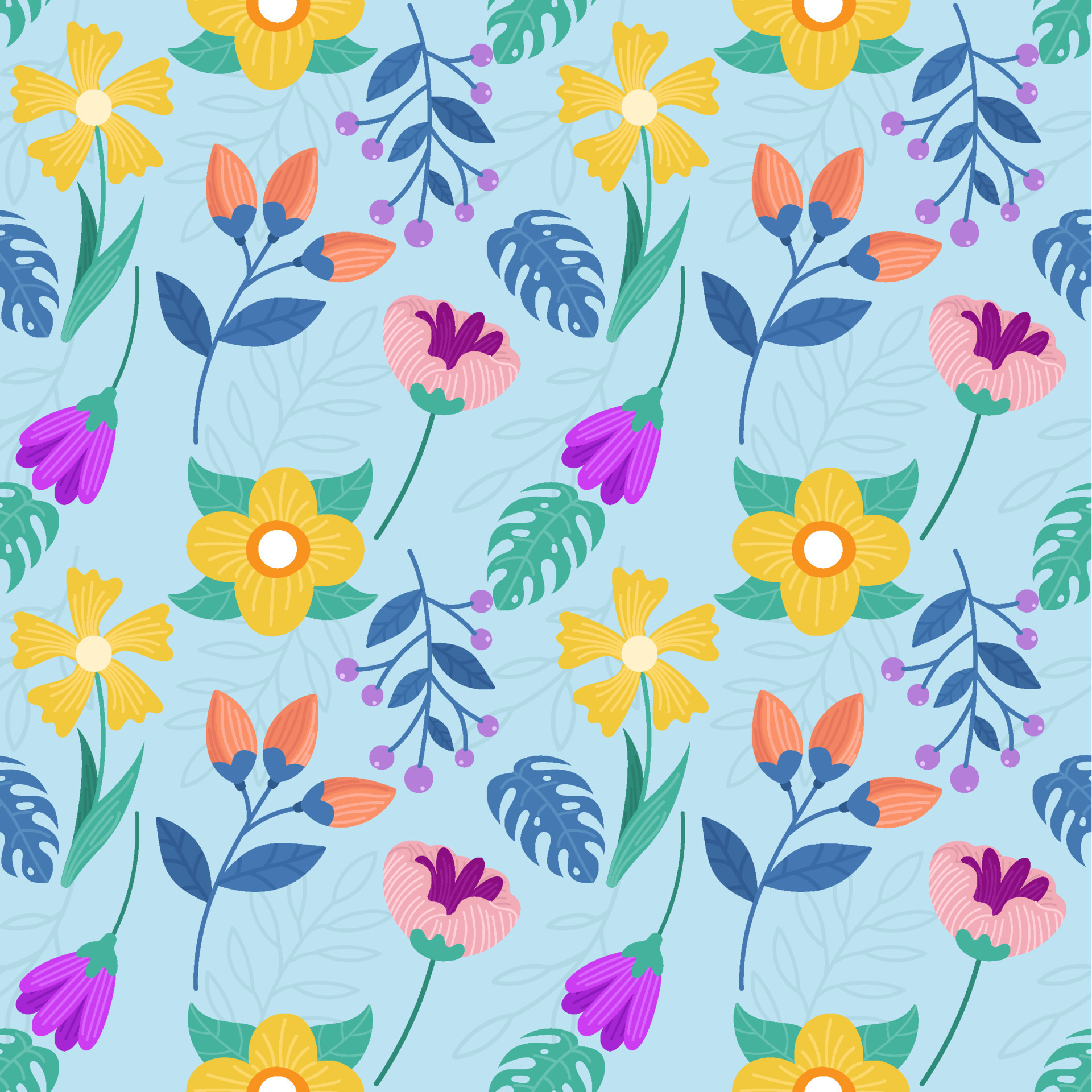 Spring Floral Seamless Pattern 5181954 Vector Art at Vecteezy