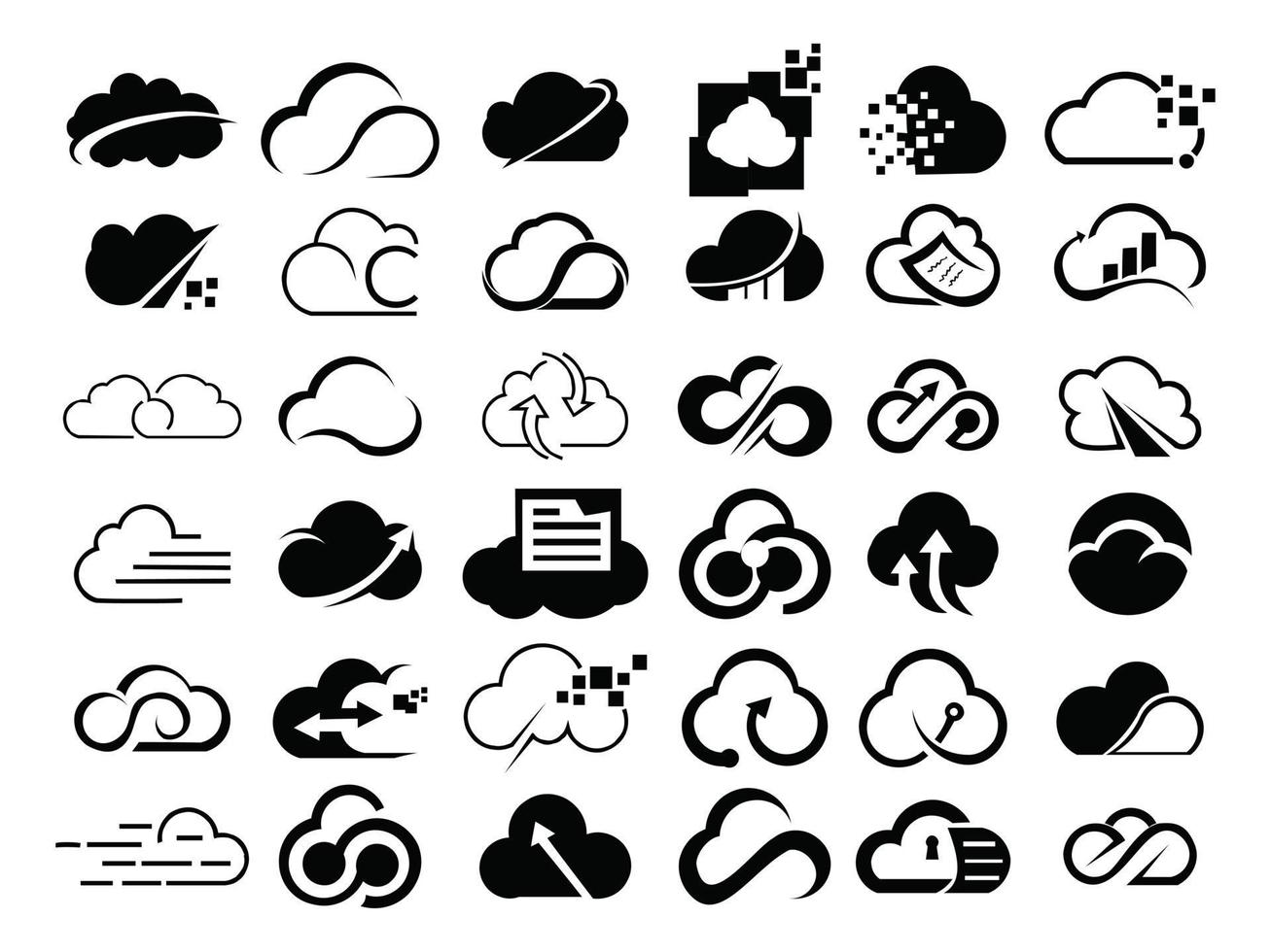 Cloud shapes design vector set. Data technology icons pack 5184026 ...