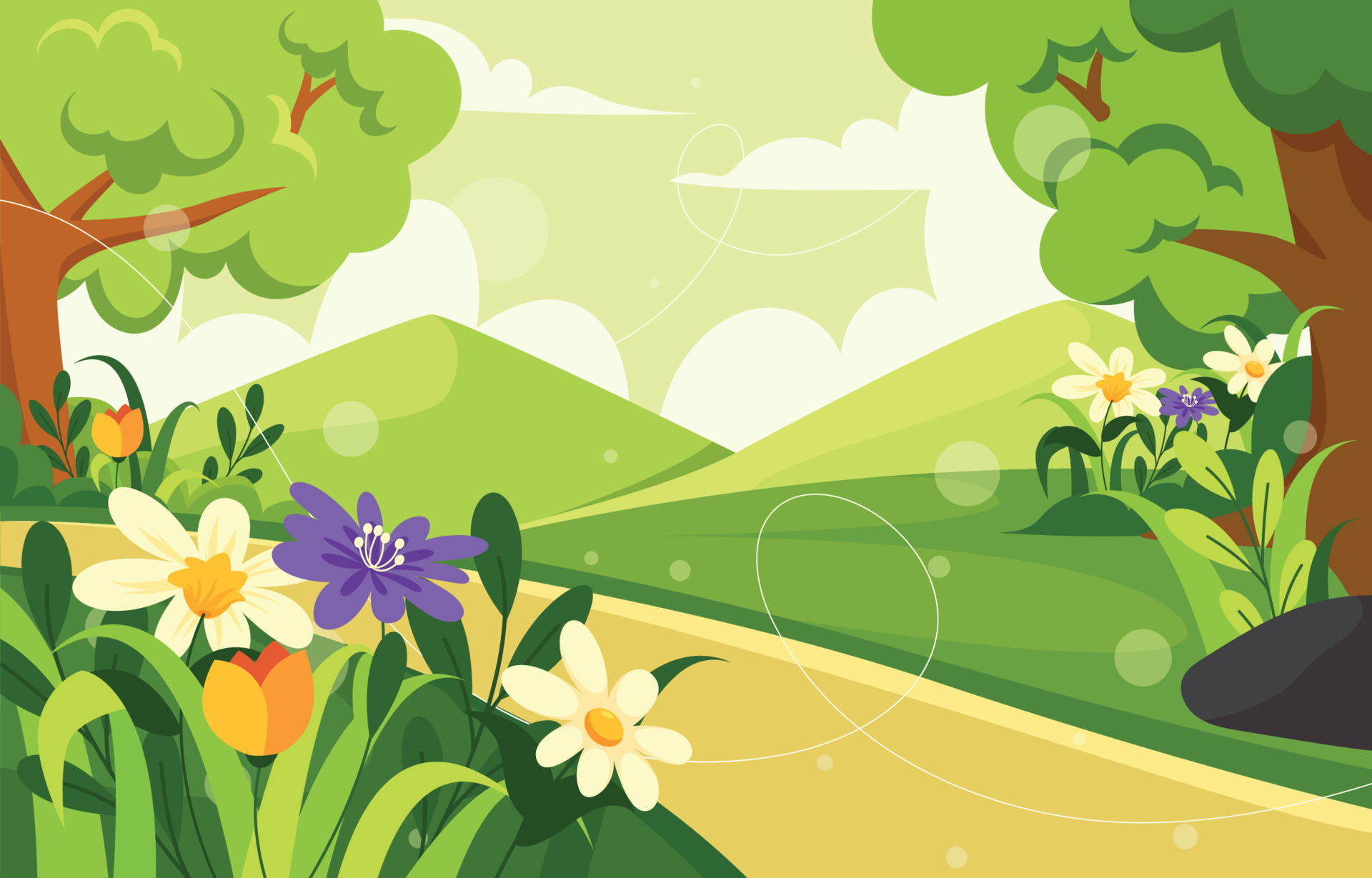 Spring Landscape Scenery 5184173 Vector Art at Vecteezy