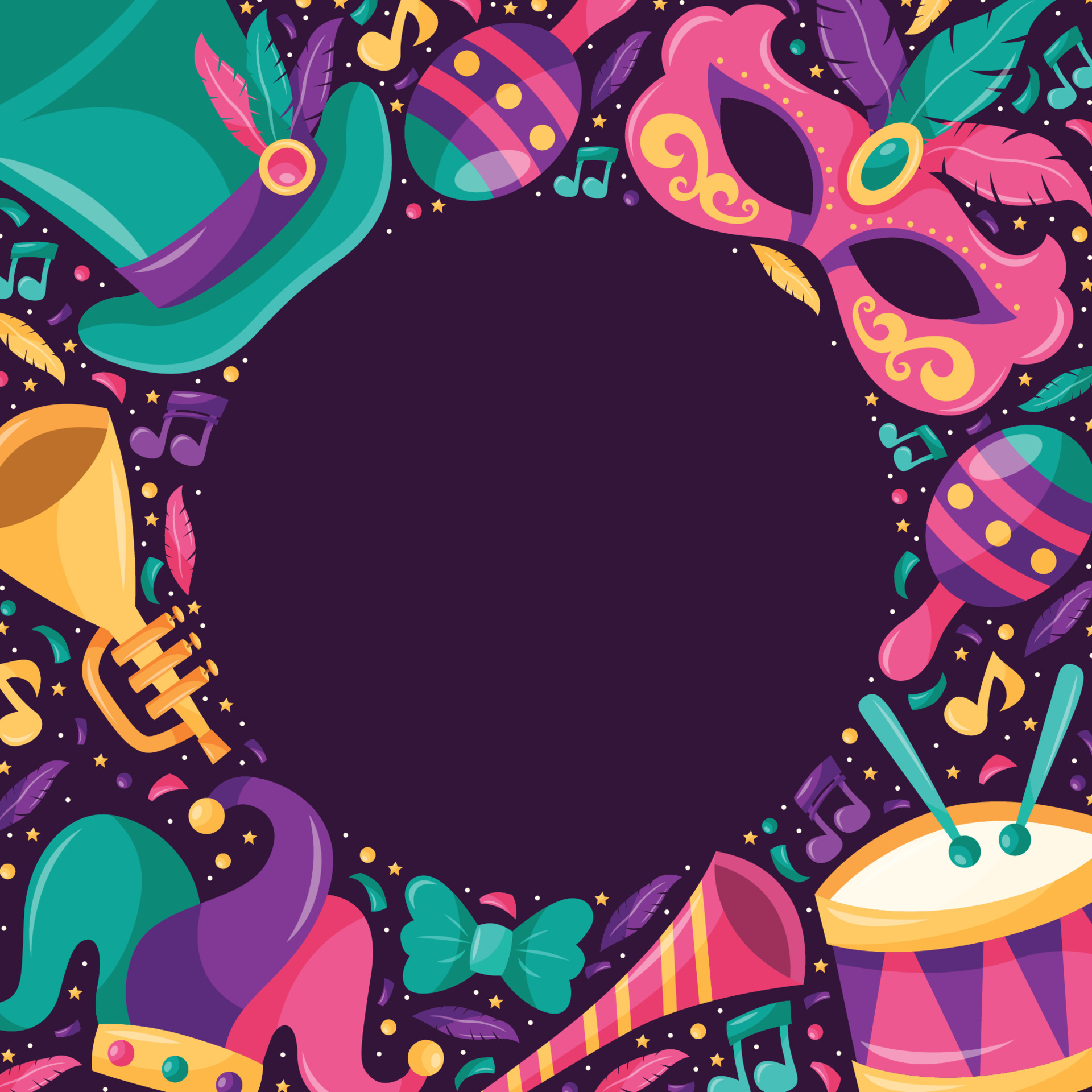 Mardi Gras Music Carnival Vector Background 5184316 Vector Art At Vecteezy