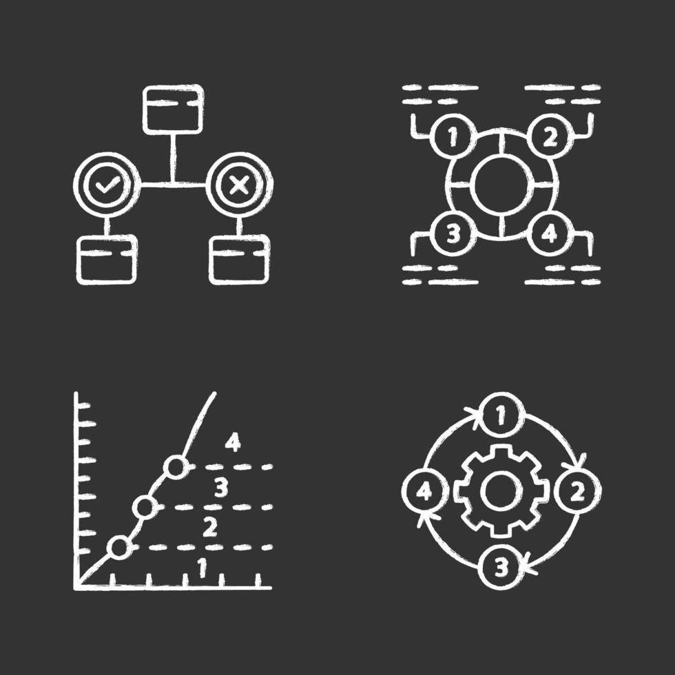 Diagram concepts chalk icons set. Decision, explanatory, phase, process ... Diagram concepts chalk icons set. Decision, explanatory, phase, process ...