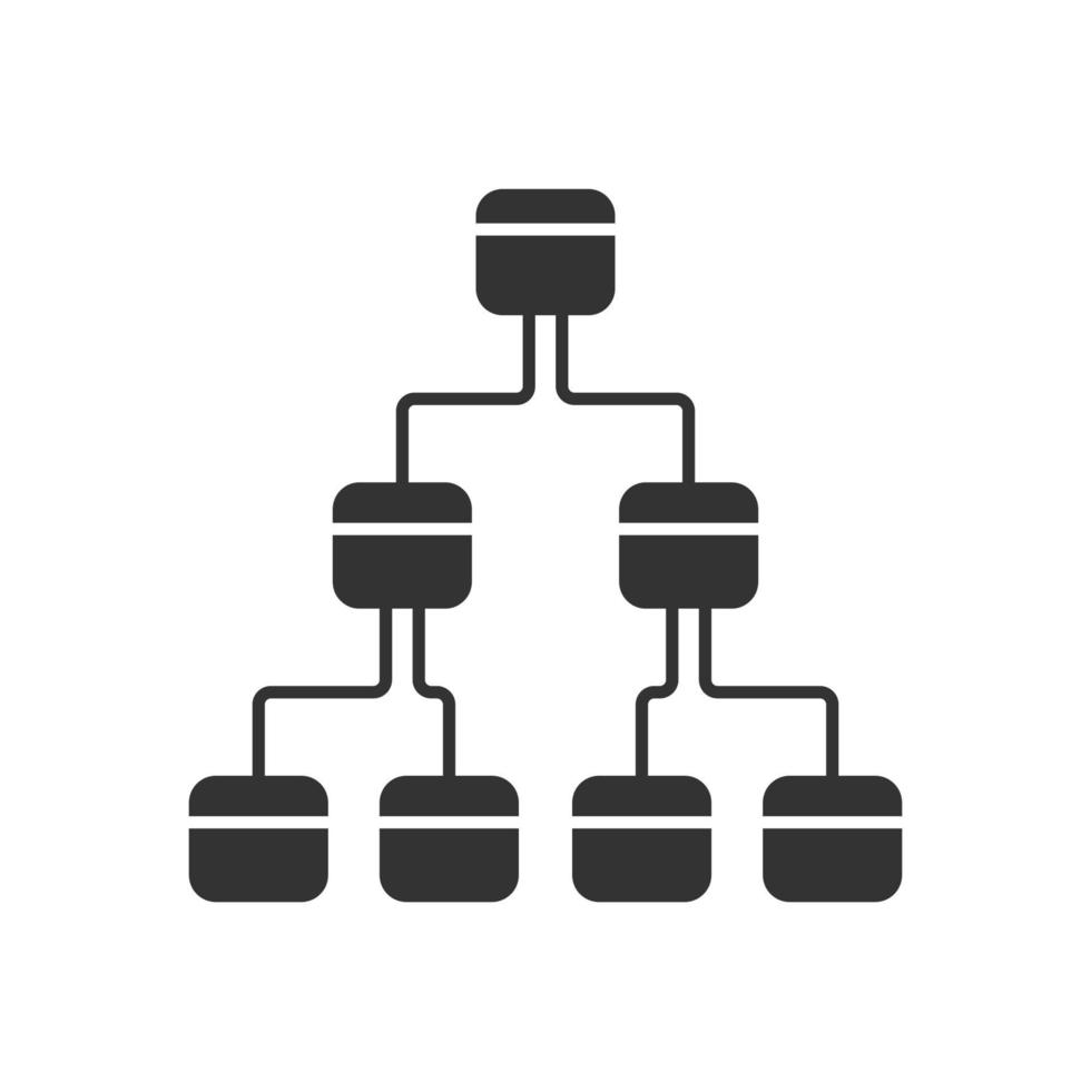 Tree diagram glyph icon. Hierarchical system. Node link diagram. Visual ...