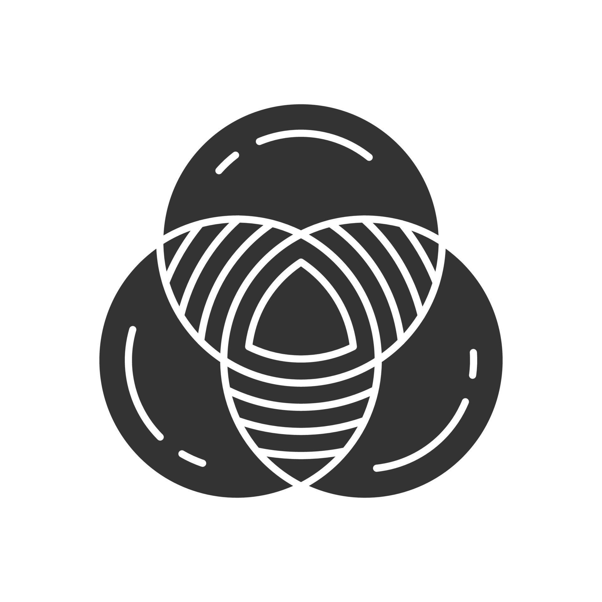 Venn diagram glyph icon. Primary diagram. Three overlapping closed ...