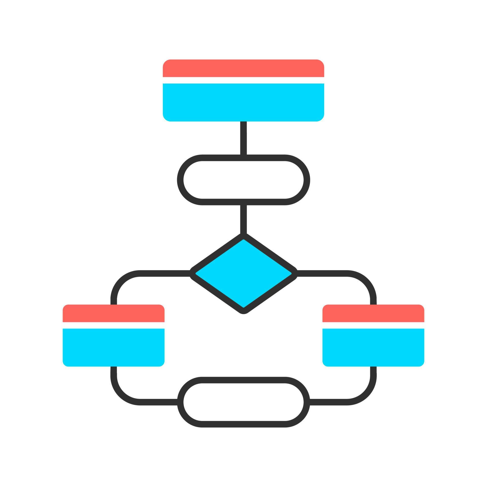 Flow Diagram Color Icon Flowchart Elements Structure And Interaction Process Visualization