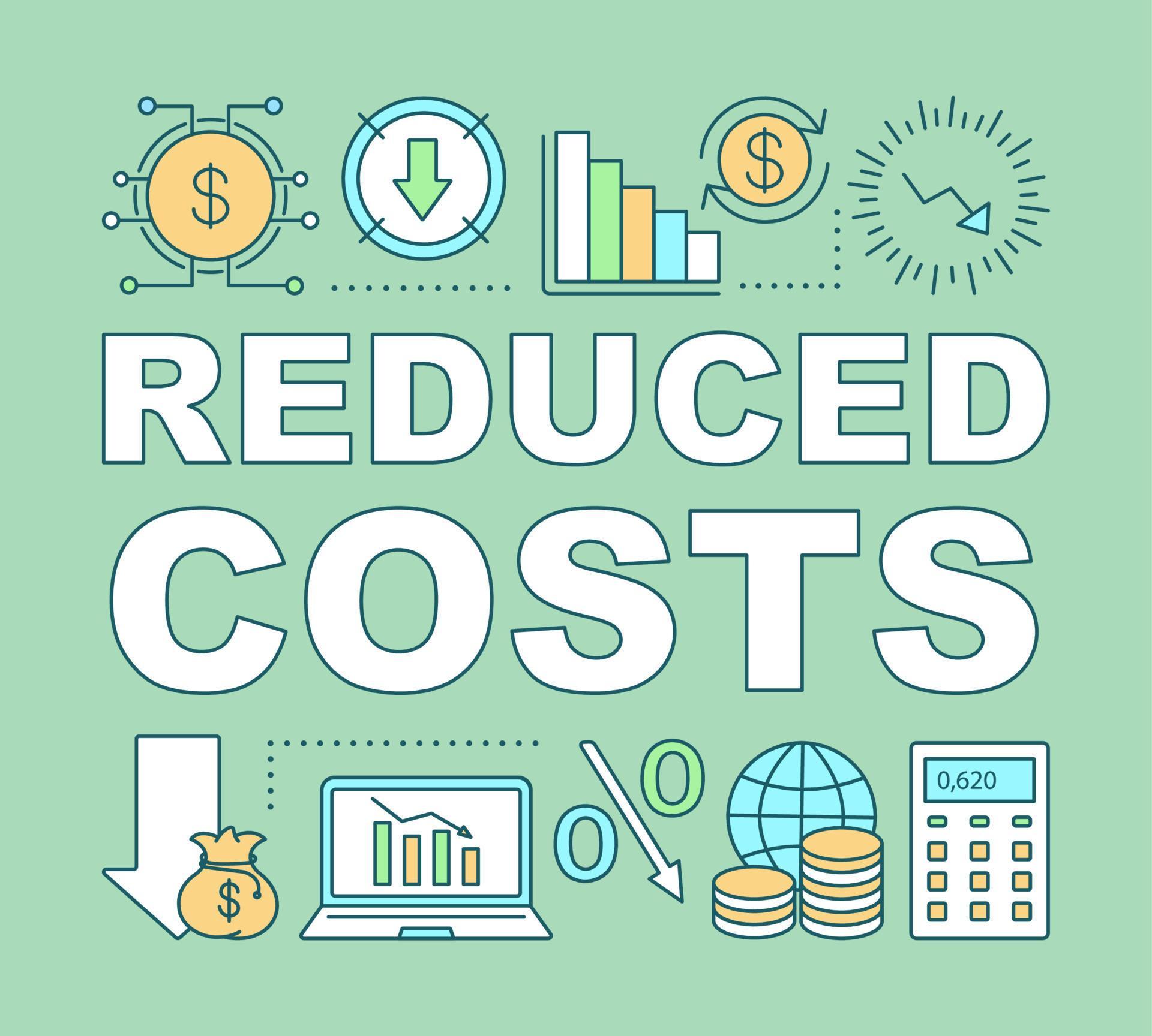 Reduced cost word concepts banner. Saving money tools. Business ...