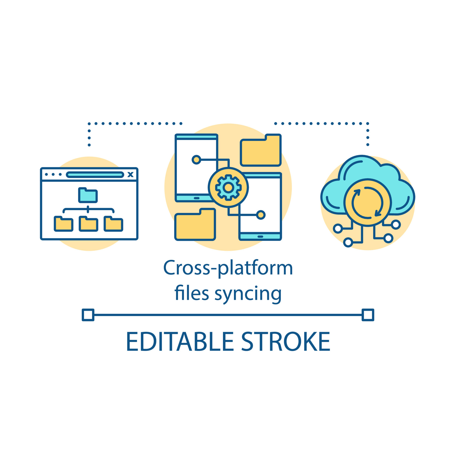 Cross Platform Files Synchronization Concept Icon Cloud Technology Remote Storage Access Idea