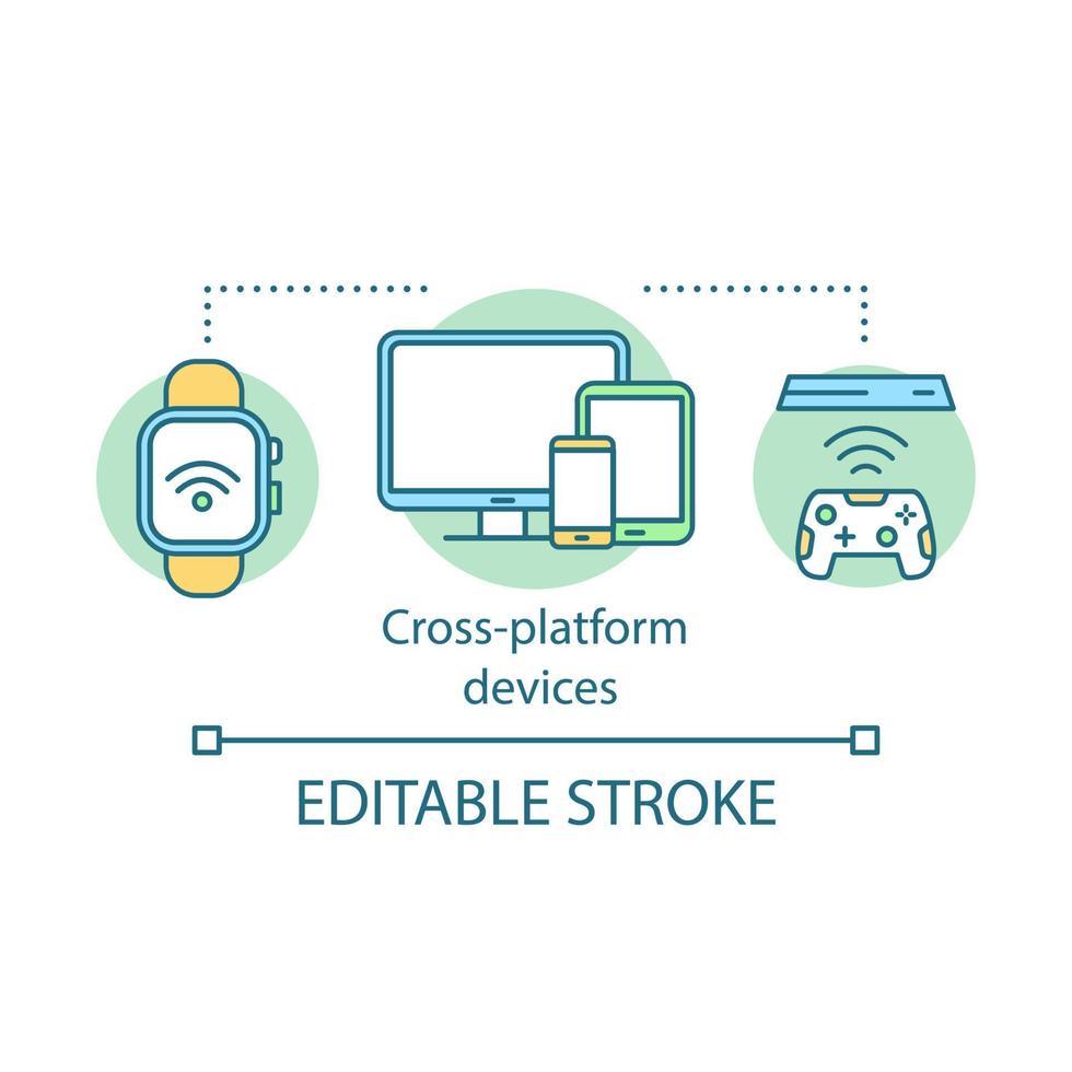 Cross platform devices, IOT concept icon. Internet of things idea thin line illustration ...