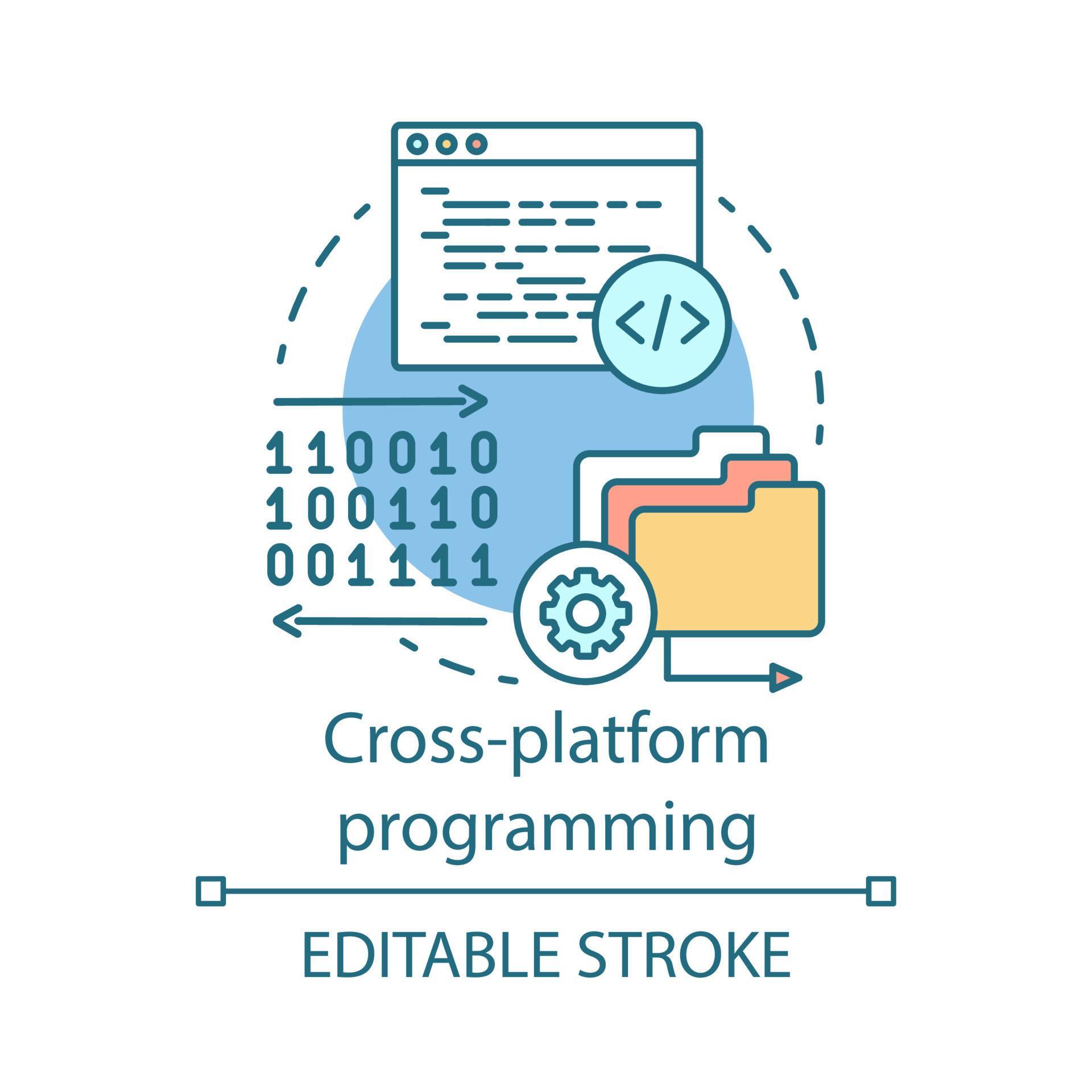 Cross platform programming concept icon. Program development, software ...