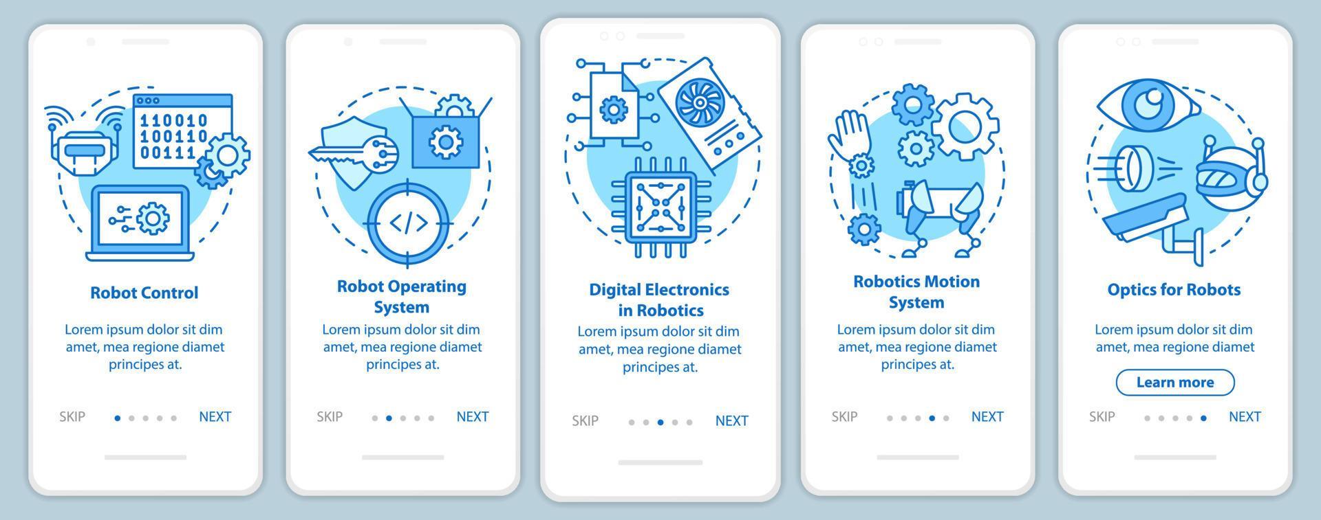 Robotics Courses Onboarding Mobile App Page Screen Vector Template Robots Learning And