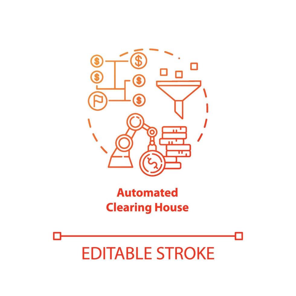 Automated Clearing House red gradient concept icon. ACH credit transfer ... Automated Clearing House red gradient concept icon. ACH credit transfer ...
