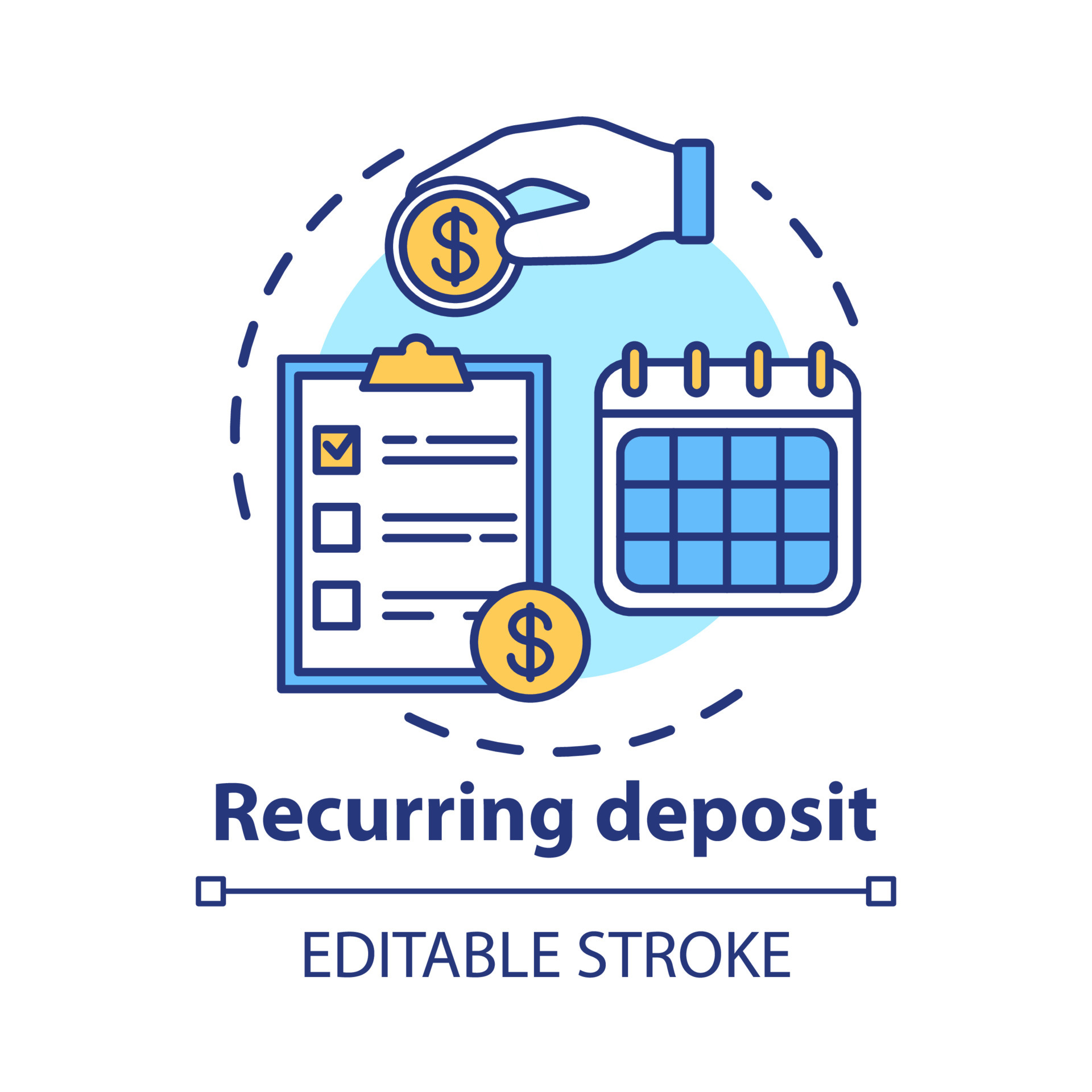Recurring deposit concept icon. Savings idea thin line illustration. Creating investment account ...