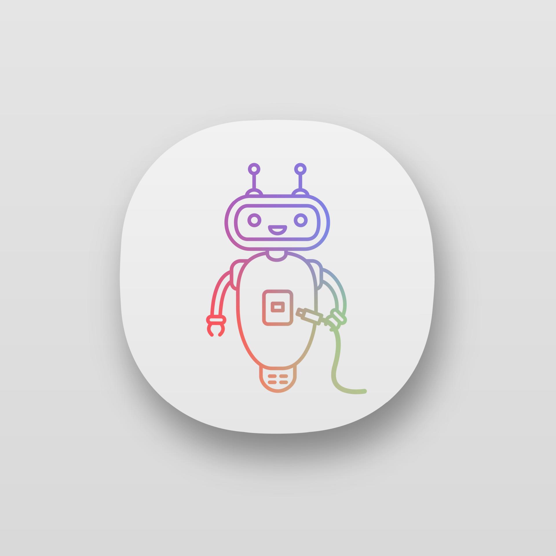 Chatbot With Usb Cable App Icon Ui Ux User Interface Talkbot With Usb
