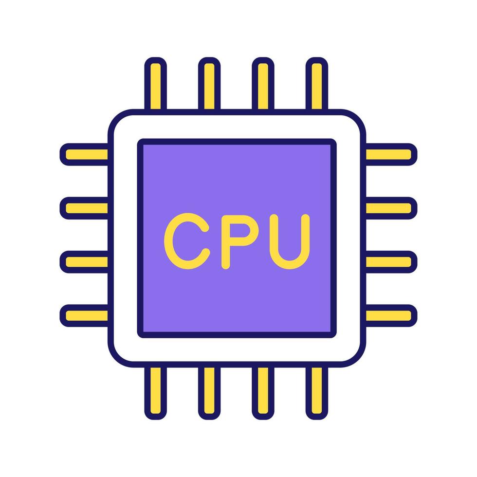 Cpu Color Icon Electronic Microchip Chipset Chip Central Processing Unit Computer Phone