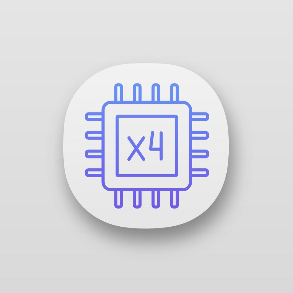 Quad Core Processor App Icon Four Core Microprocessor Microchip Chipset Cpu Central