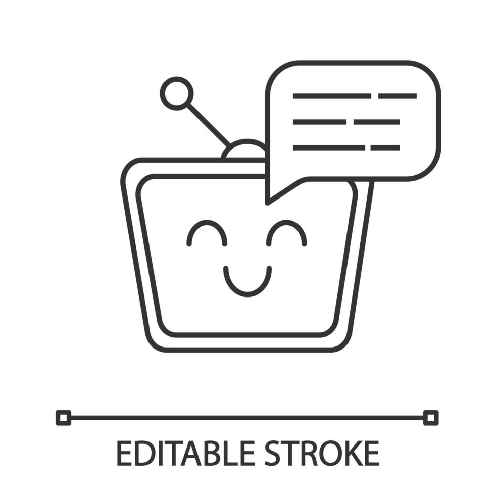 Chatbot Message Linear Icon Talkbot Modern Robot Tv Laughing Chat Bot Thin Line Illustration