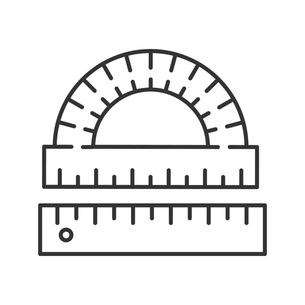 Protractor And Ruler Linear Icon Thin Line Illustration Geometry Contour Symbol Vector