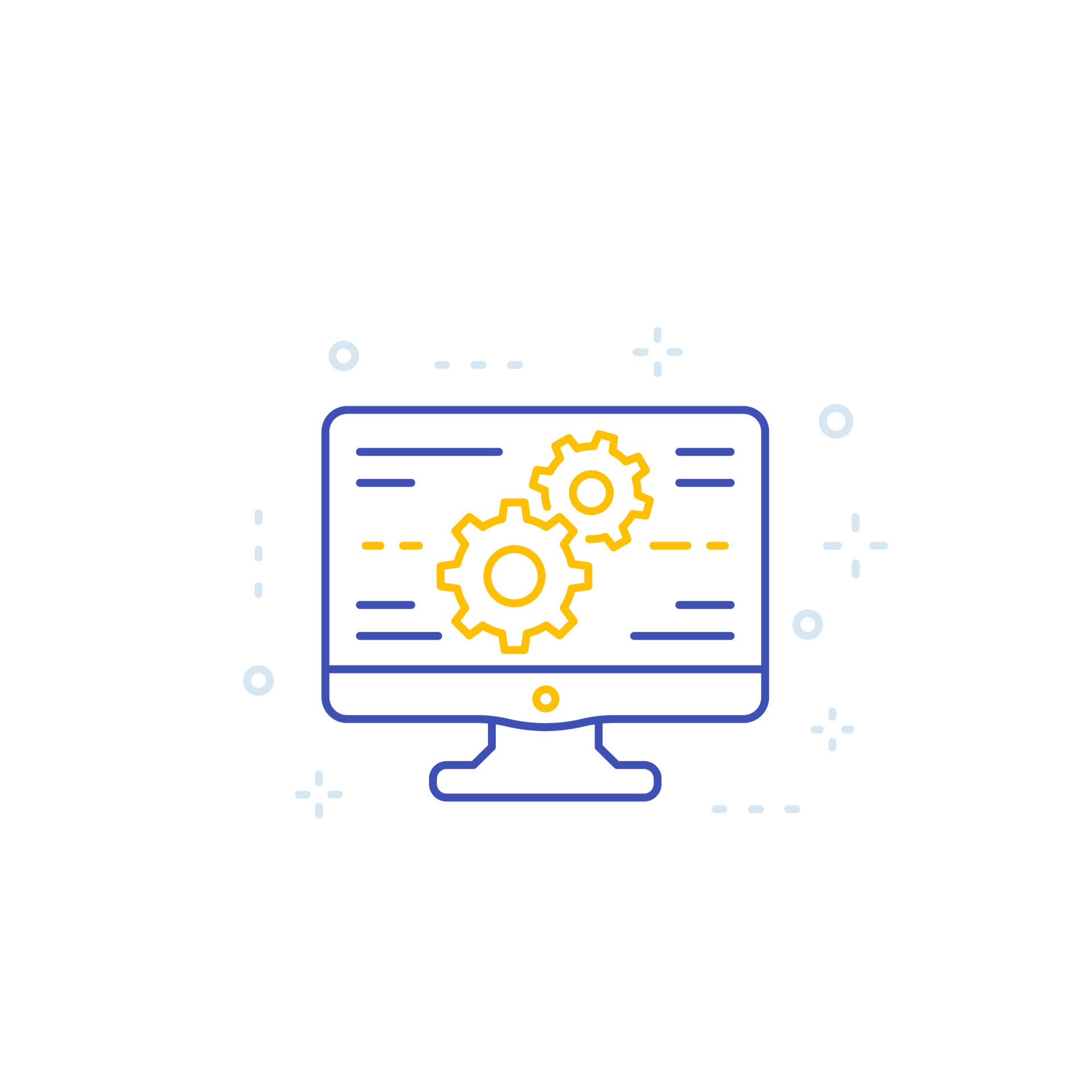 Computer And Gears Cogwheels Line Icon Settings And Configuration Vector 5195119 Vector Art At
