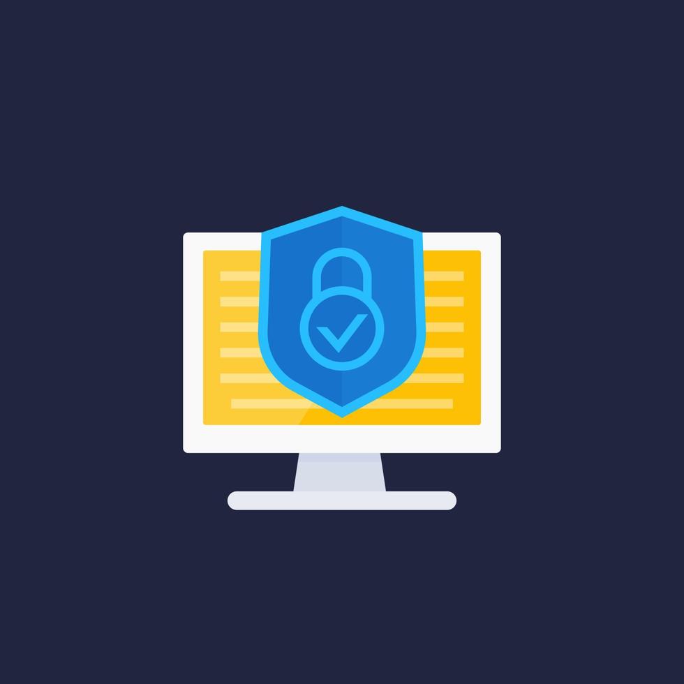 computer security icon with shield and pc 5195182 Vector Art at Vecteezy