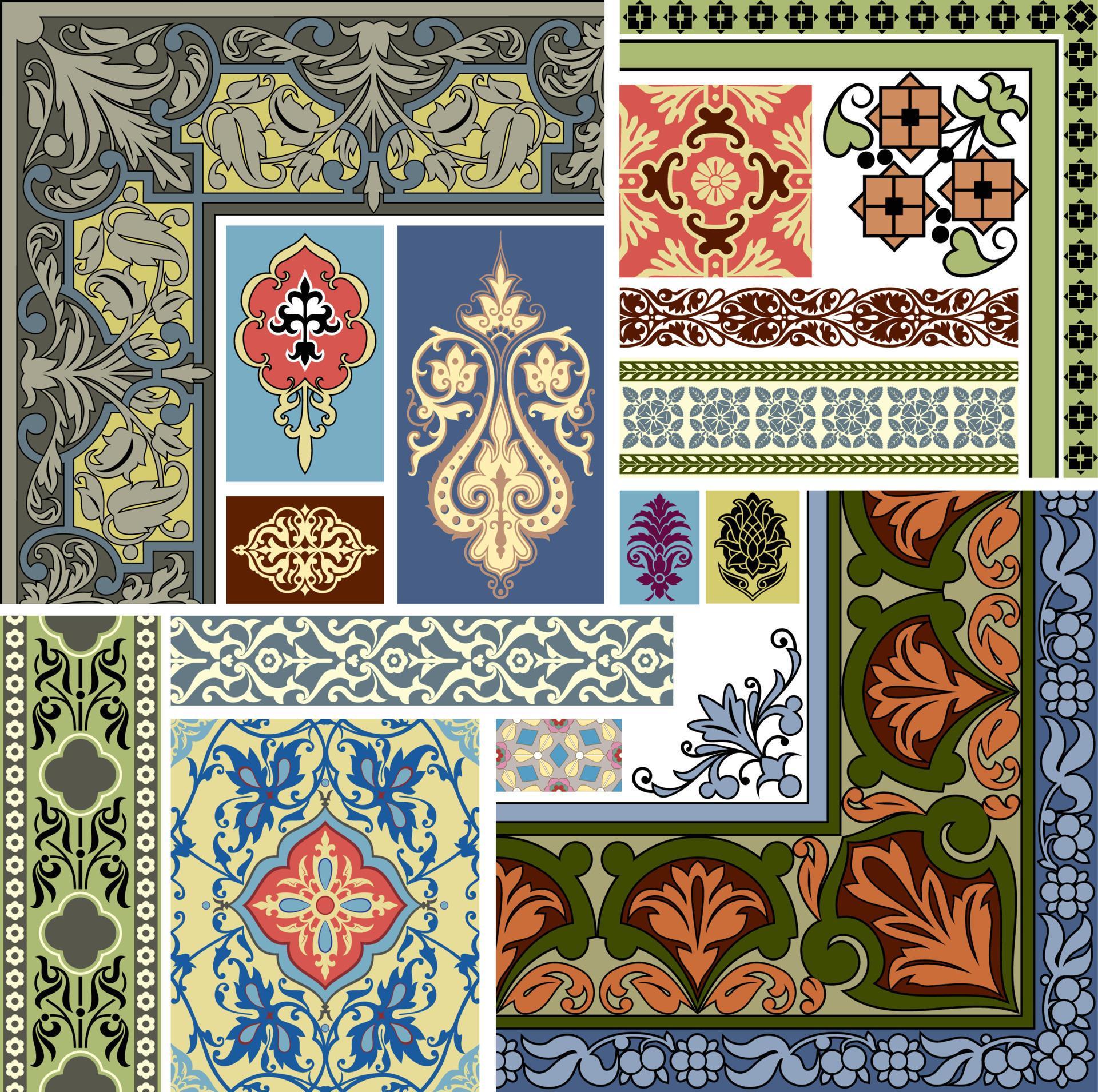 Set of vintage vector frames and pattern 01 5197500 Vector Art at Vecteezy
