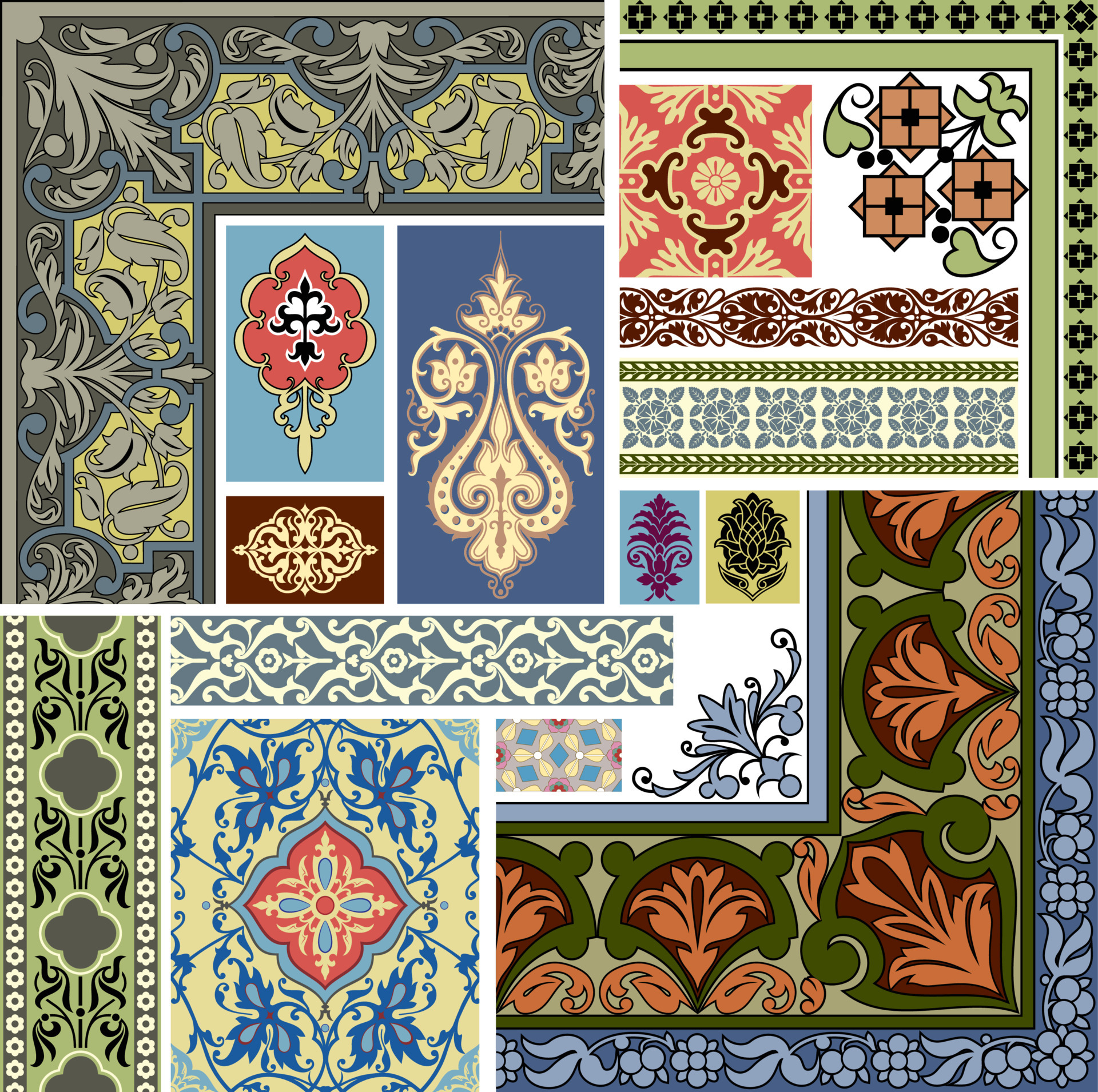 Set of vintage vector frames and pattern 01 5197500 Vector Art at Vecteezy
