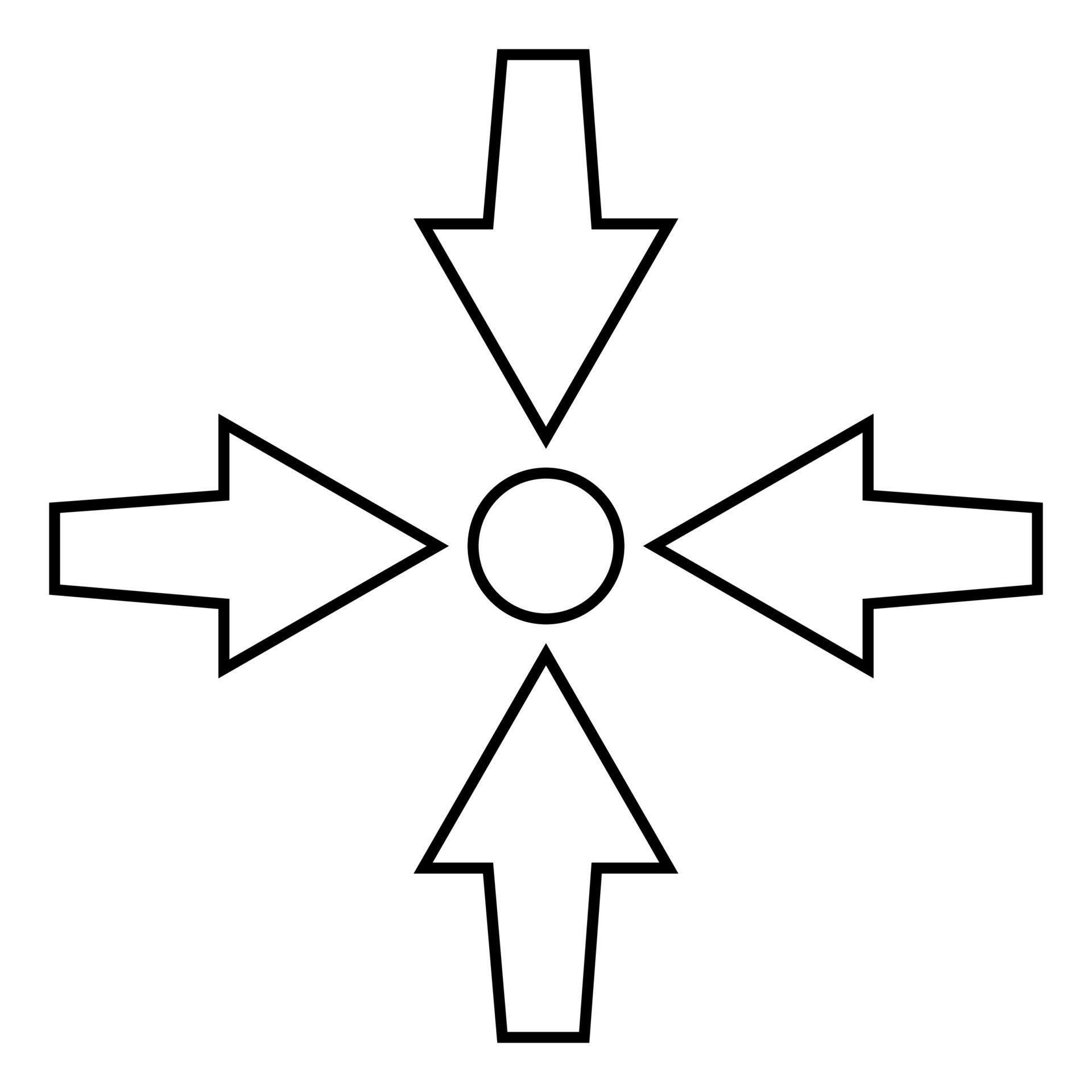 Four arrows point show to dot icon black color illustration flat style ... Four arrows point show to dot icon black color illustration flat style ...