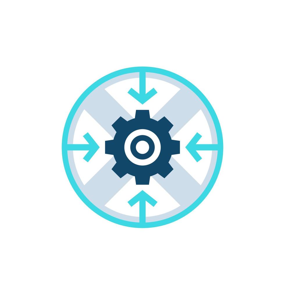 Integration process, technology, vector round icon with cogwheel ... Integration process, technology, vector round icon with cogwheel ...