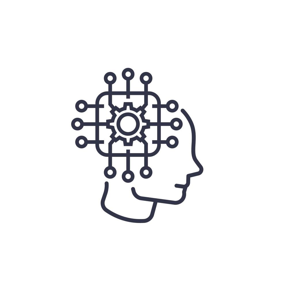 Machine learning, artificial intelligence, AI vector icon, linear ... Machine learning, artificial intelligence, AI vector icon, linear ...