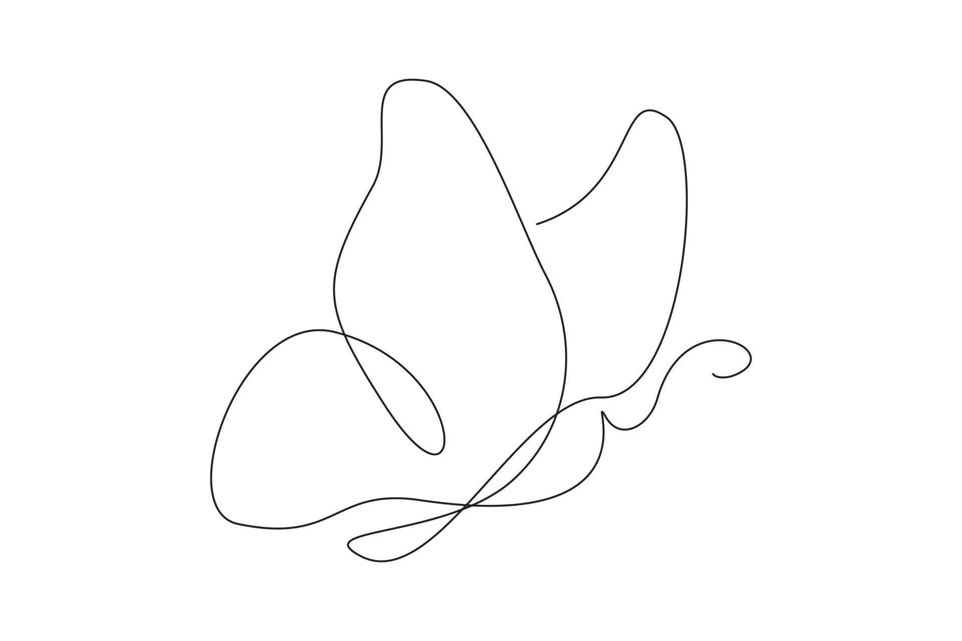 Continuous Line Drawing Of Beautiful Butterfly Single One Line Art Of Flying Abstract Butterfly