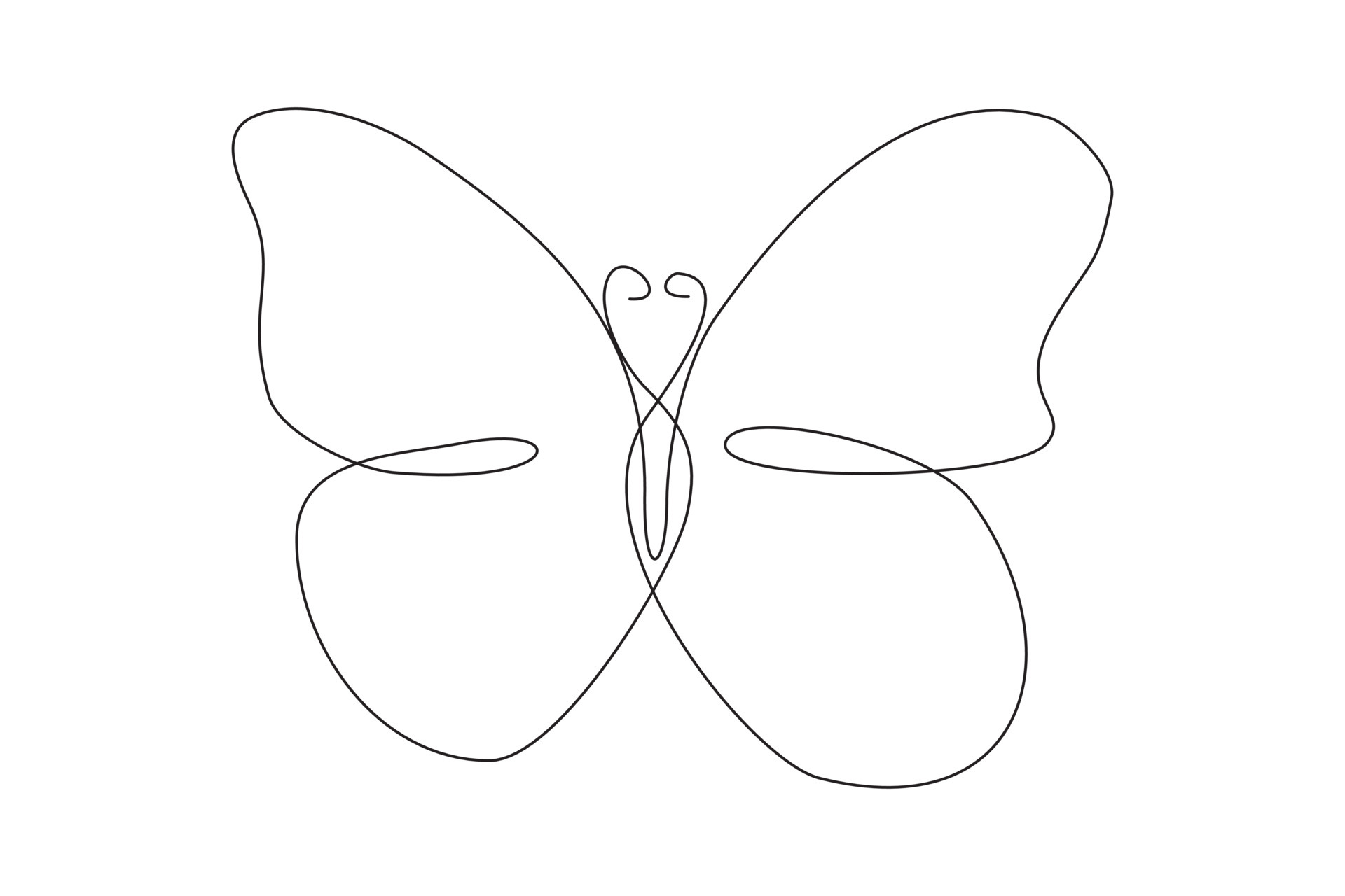 Continuous Line Drawing Of Beautiful Butterfly Single One Line Art Of