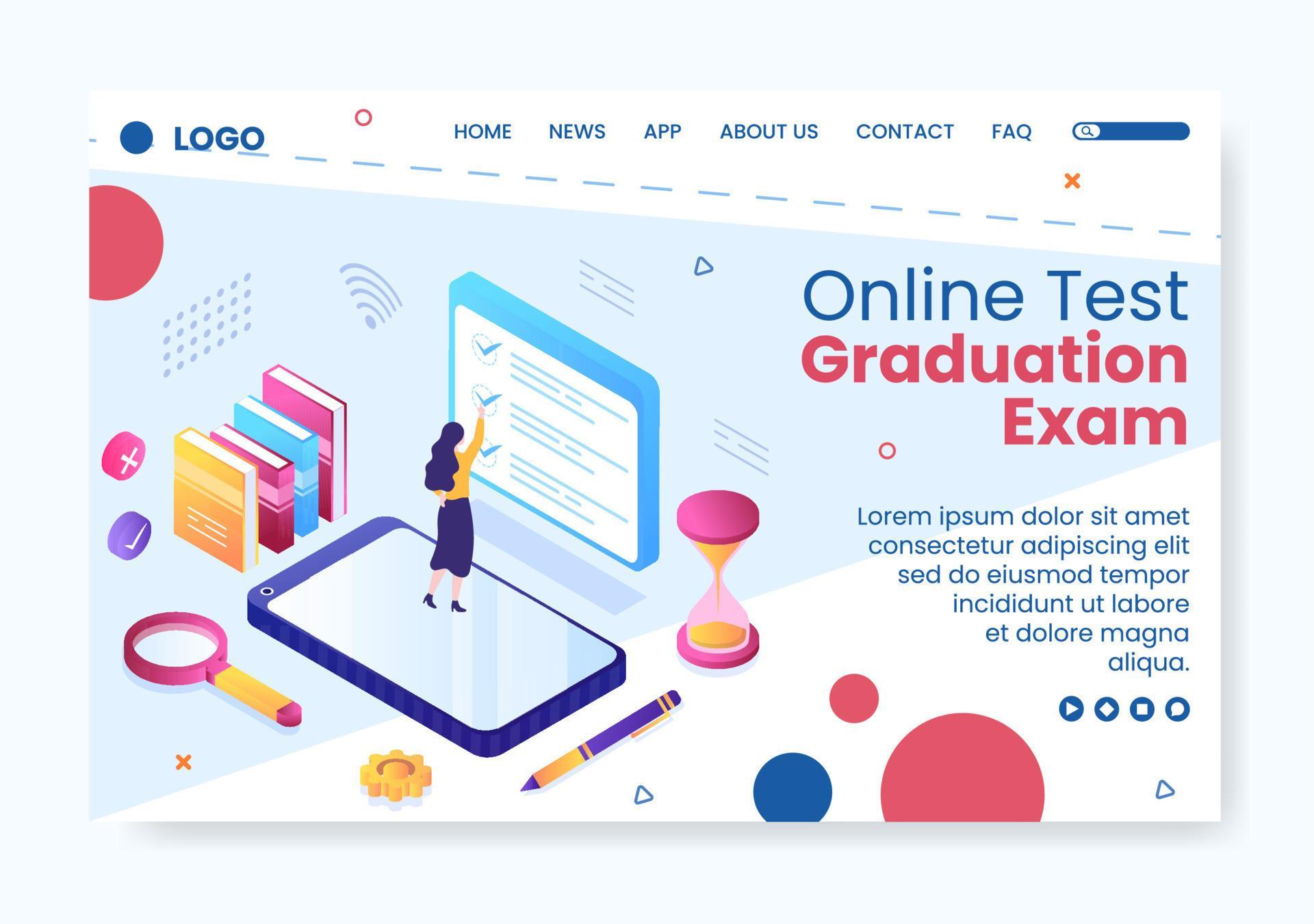 Online Testing Course Landing Page Template Flat Design Illustration ...