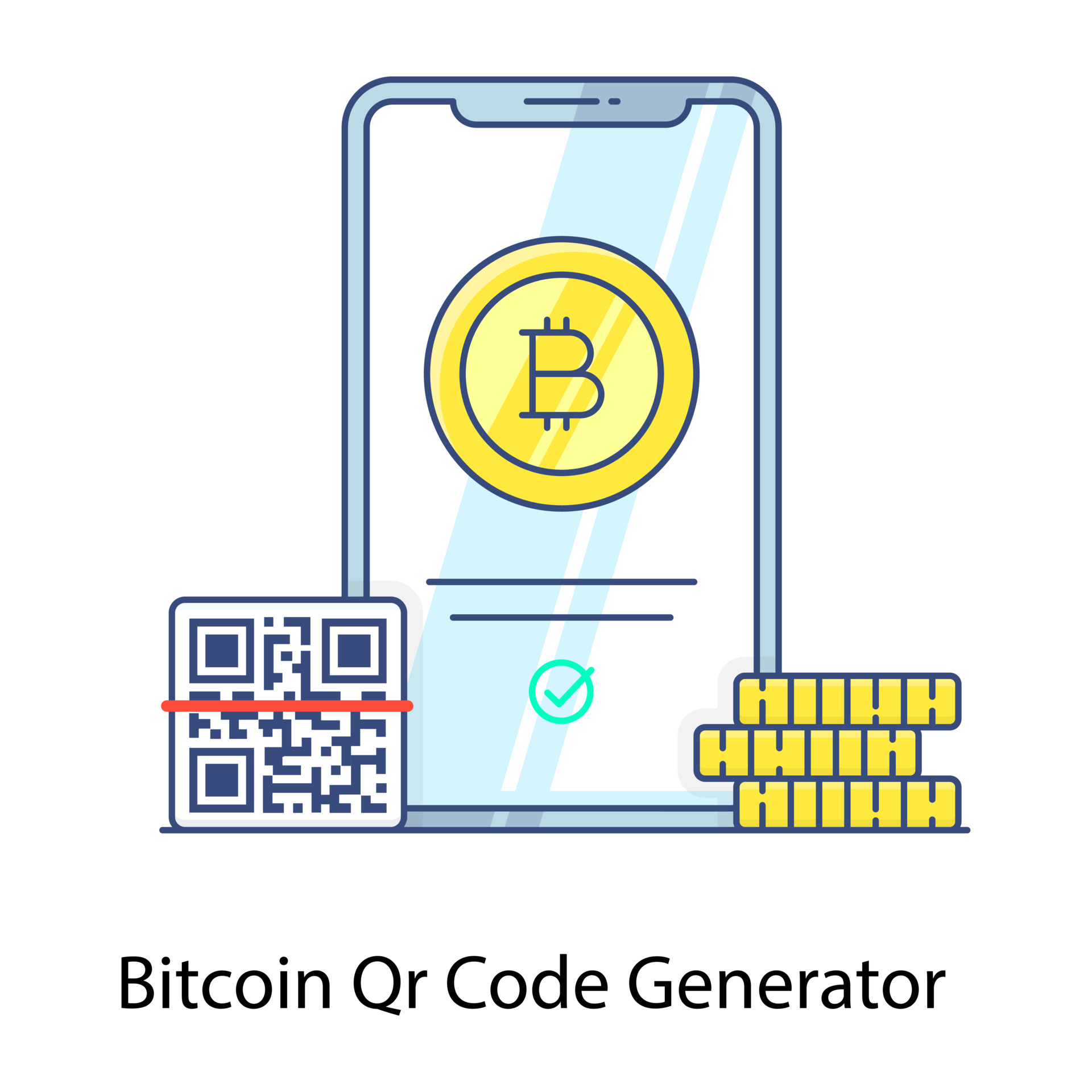 Bitcoin qr code generator in flat outline vector 5230170 Vector Art at ...