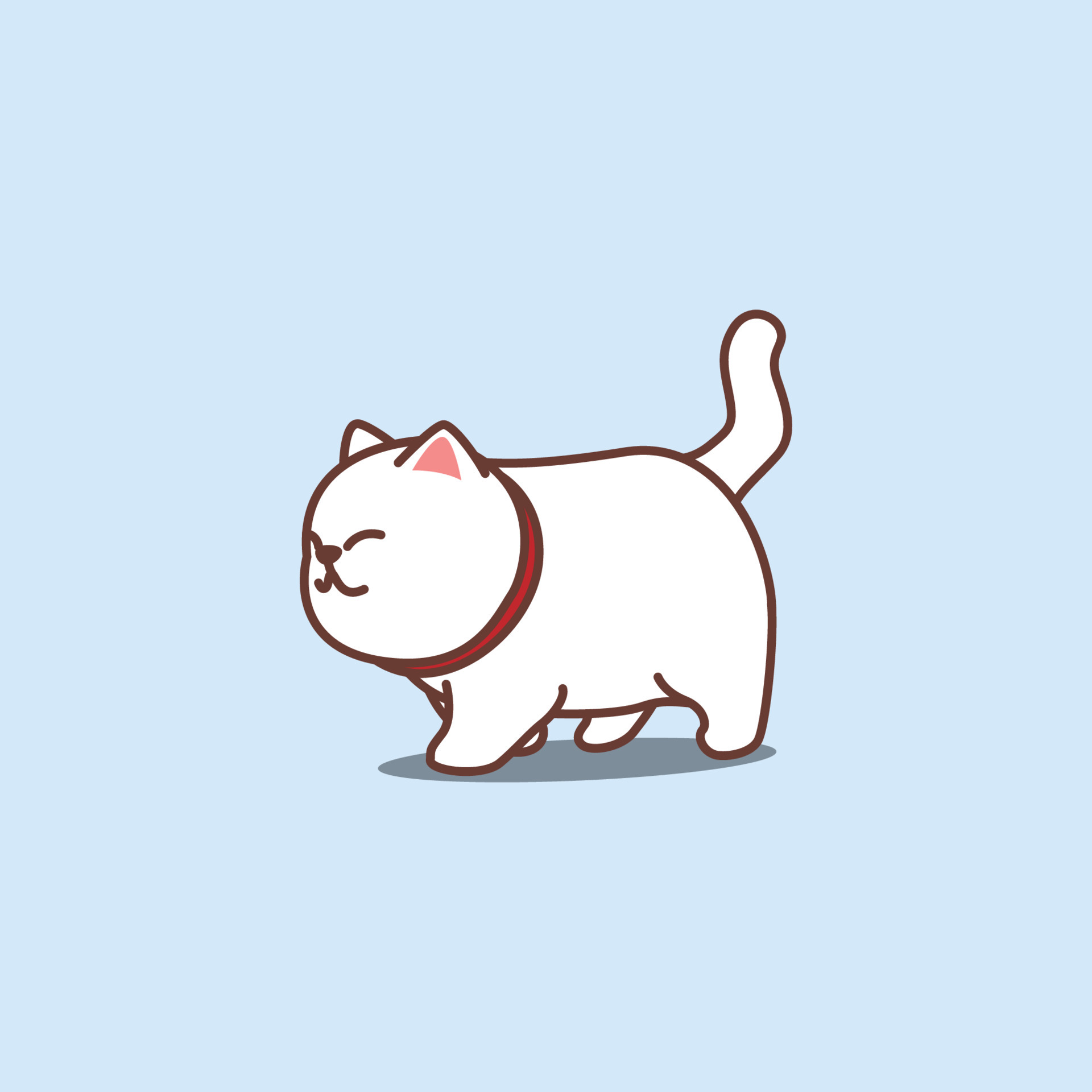 Cute white cat walking cartoon, vector illustration 5230455 Vector Art ...