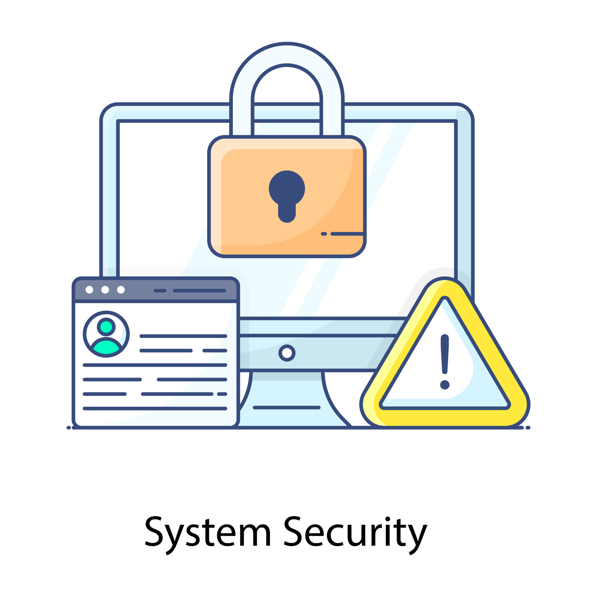 Conceptual flat outline icon of system security 5231422 Vector Art at ...
