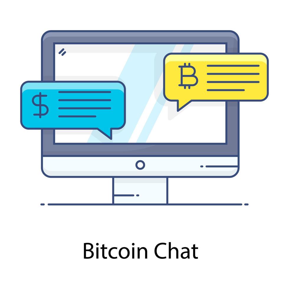 Bitcoin Inside Chat Bubbles Bitcoin Chat Flat Outline Concept Icon 5232338 Vector Art At Vecteezy