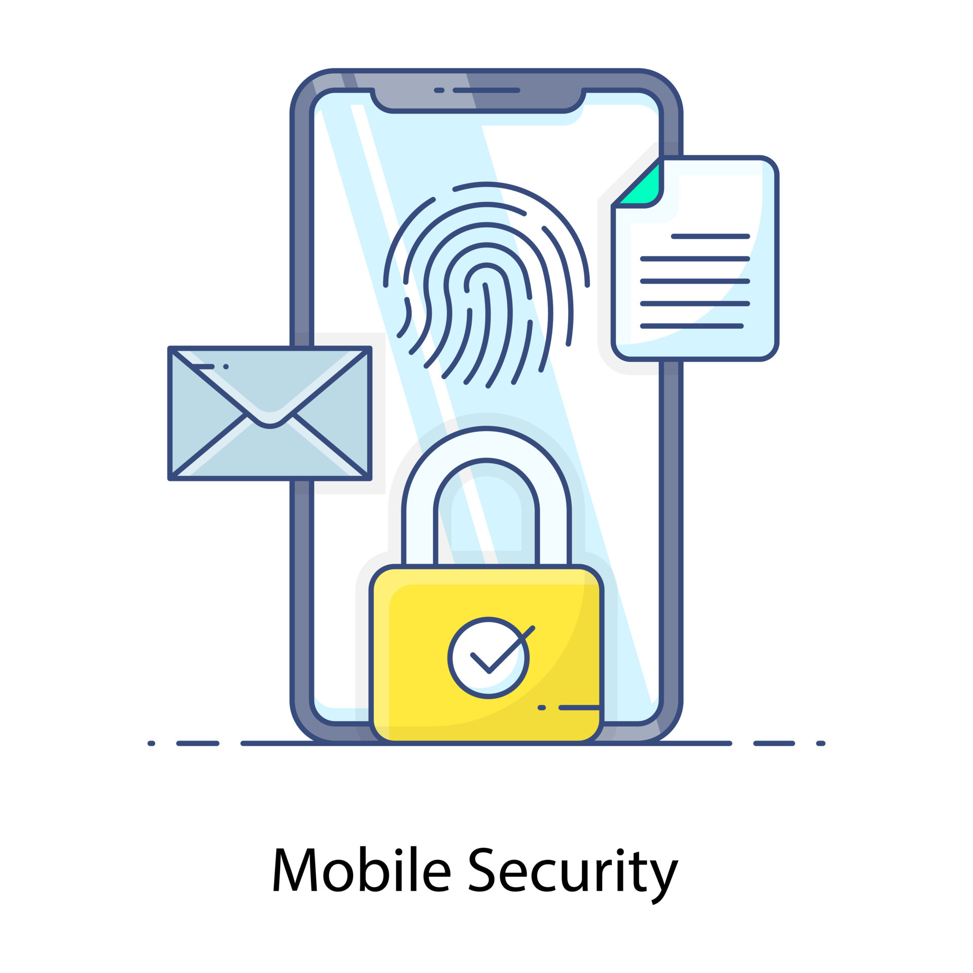 Secure Smartphone Icon Flat Outline Design Of Mobile Security Vector 5232377 Vector Art At Vecteezy